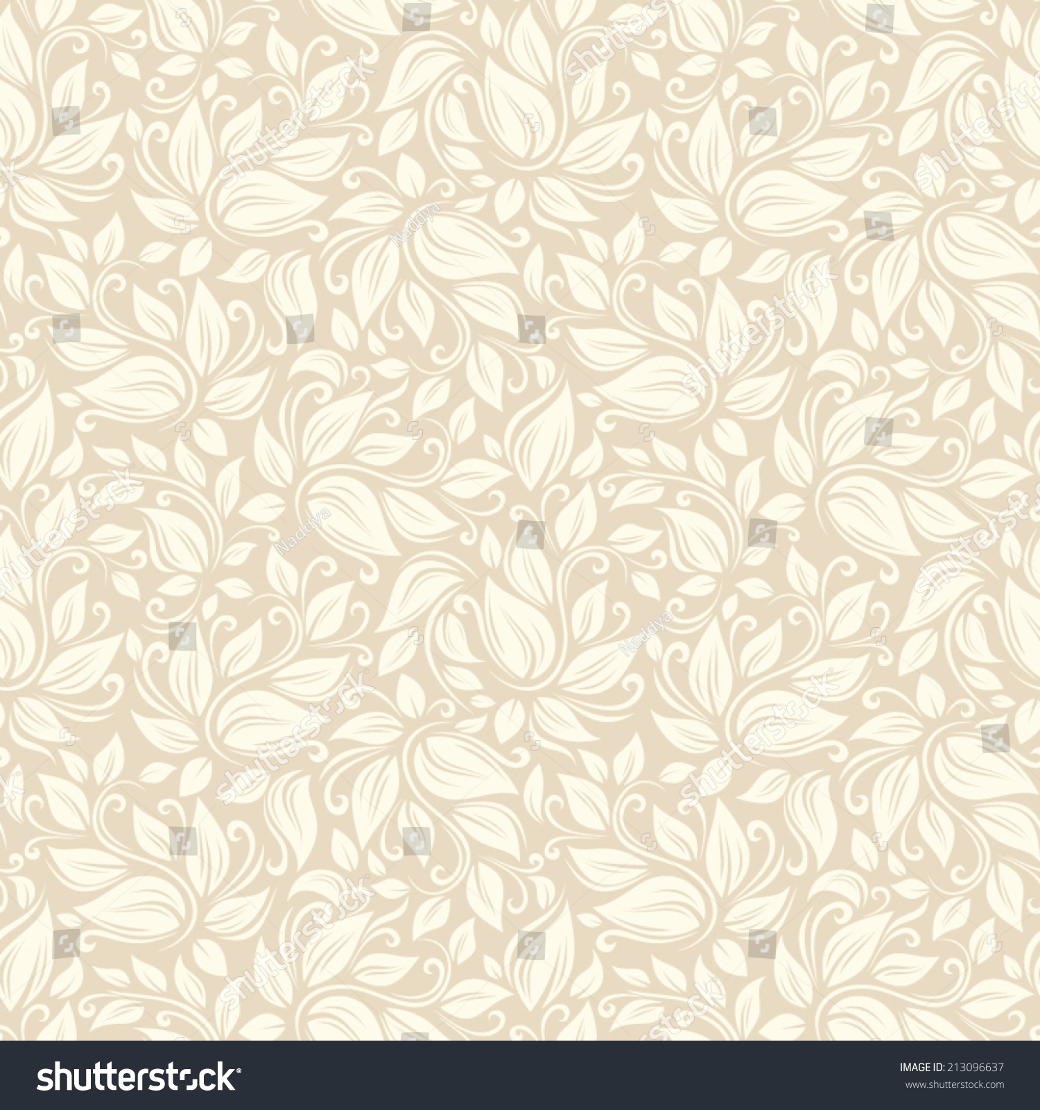 Vector Seamless Beige Floral Pattern Leaves Stock Vector 213096637 ...