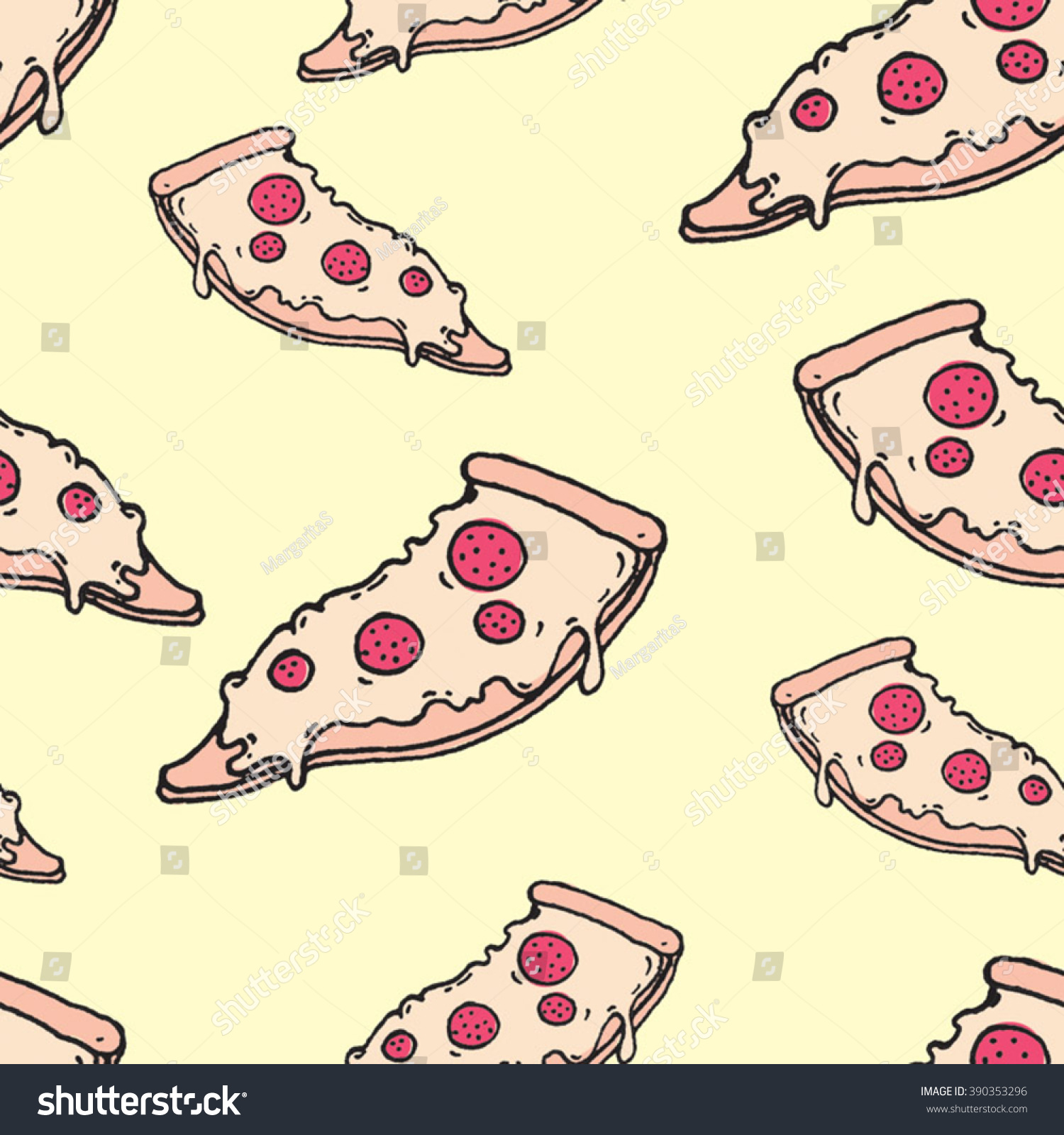 Vector Seamless Cartoon Pizza Pattern Stock Vector (Royalty Free ...
