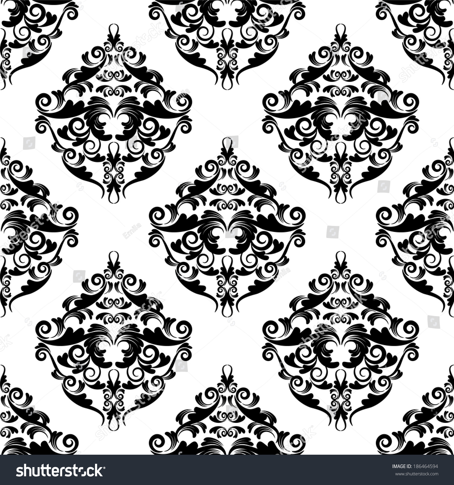 Vector Seamless Damask Wallpaper Design Elements Stock Vector (Royalty ...