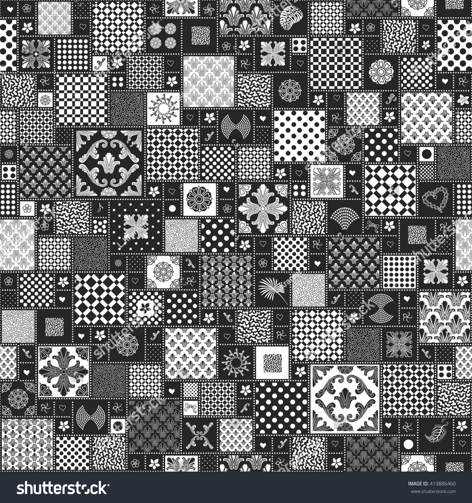 Vector Seamless Patchwork Background Dark Black Stock Vector (Royalty ...