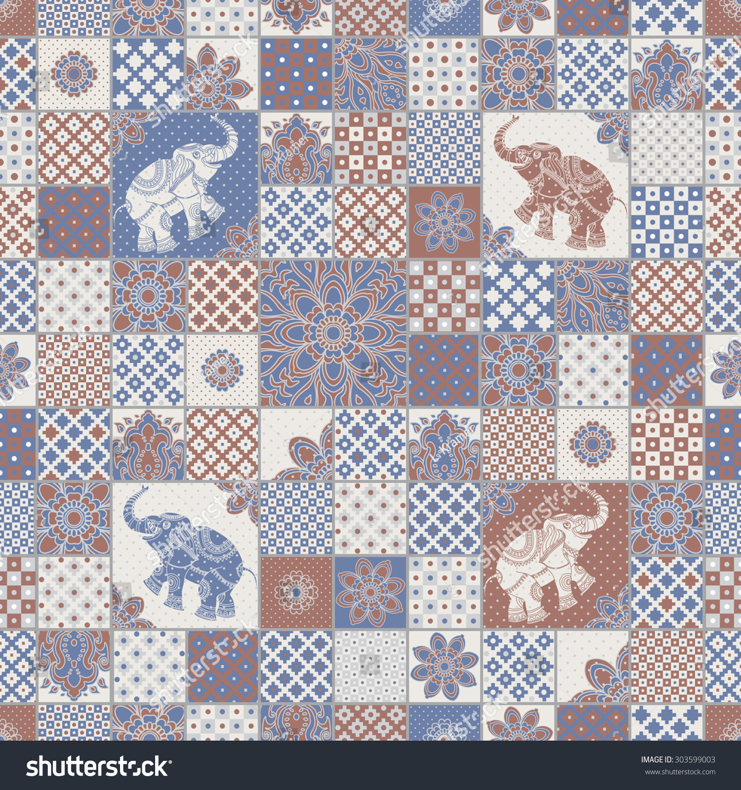 Vector Seamless Patchwork Pattern Dark Blue Stock Vector (Royalty Free ...