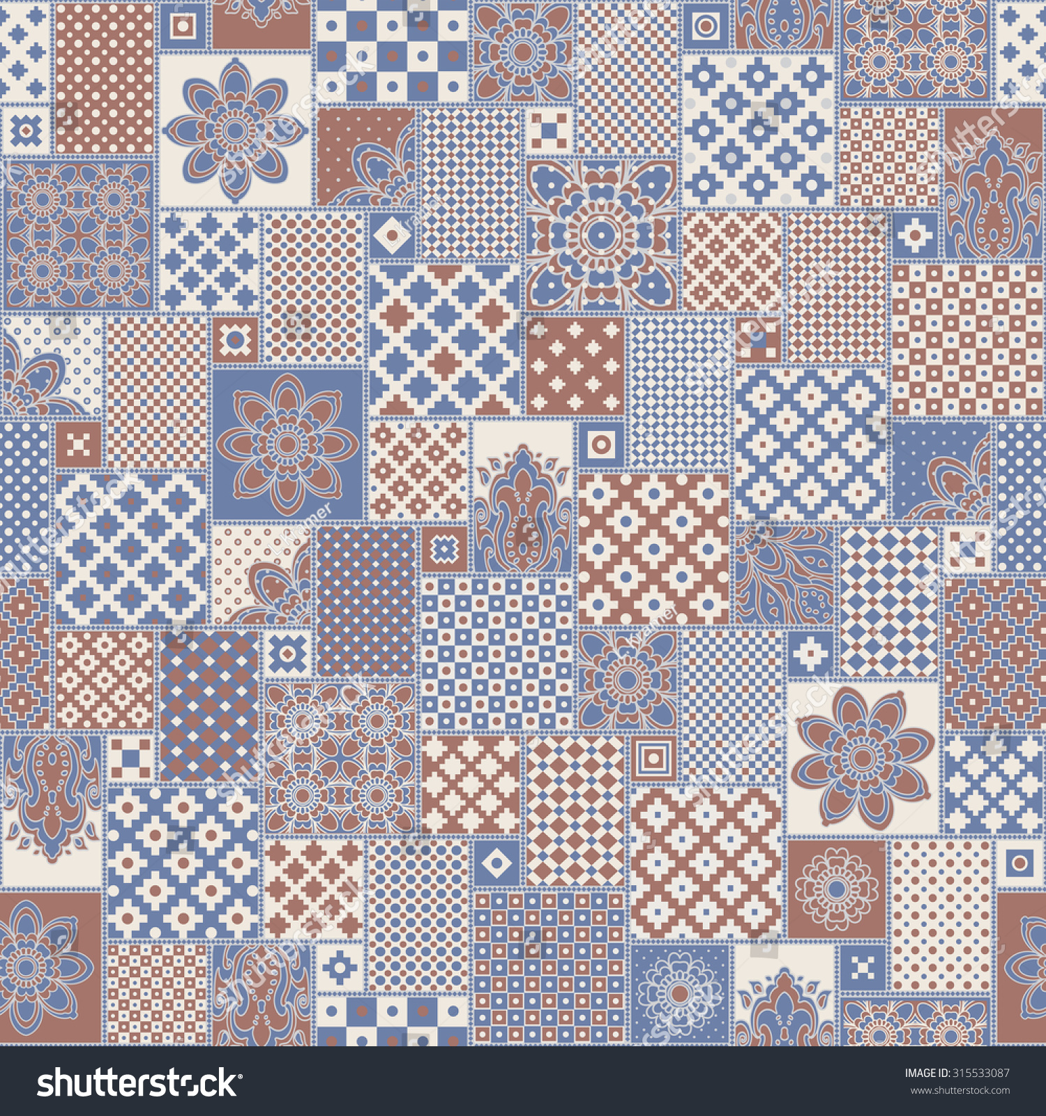Vector Seamless Patchwork Pattern Dark Blue: vector de stock (libre de regalías) 315533087 ...