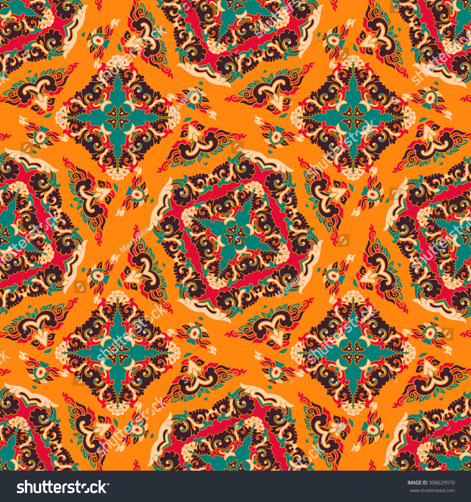 Vector Seamless Pattern Ethnic Style Background Stock Vector (Royalty ...