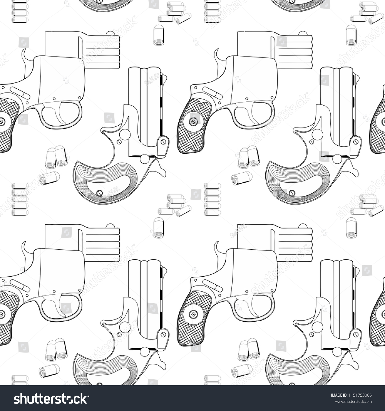 Vector Seamless Pattern Firearms Shooting Gun Stock Vector (Royalty ...