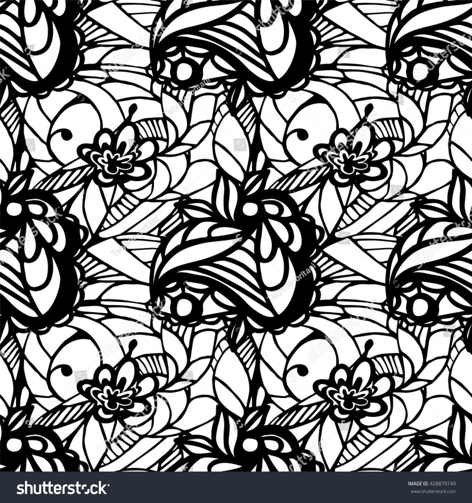 Vector Seamless Pattern Handdrawn Scrollwork Stock Vector (Royalty Free ...