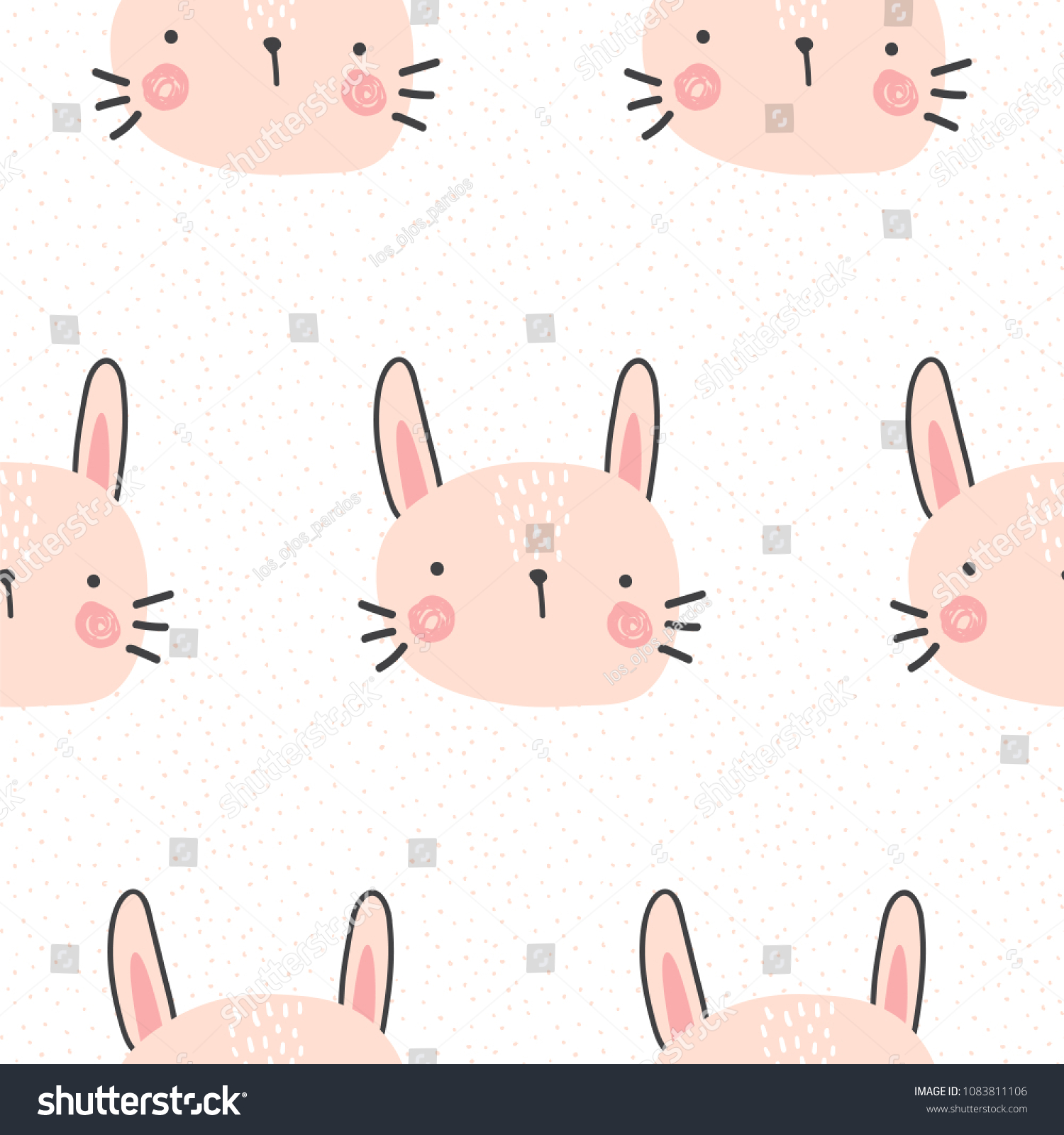 Vector Seamless Pattern Simple Cute Bunny Stock Vector (Royalty Free ...
