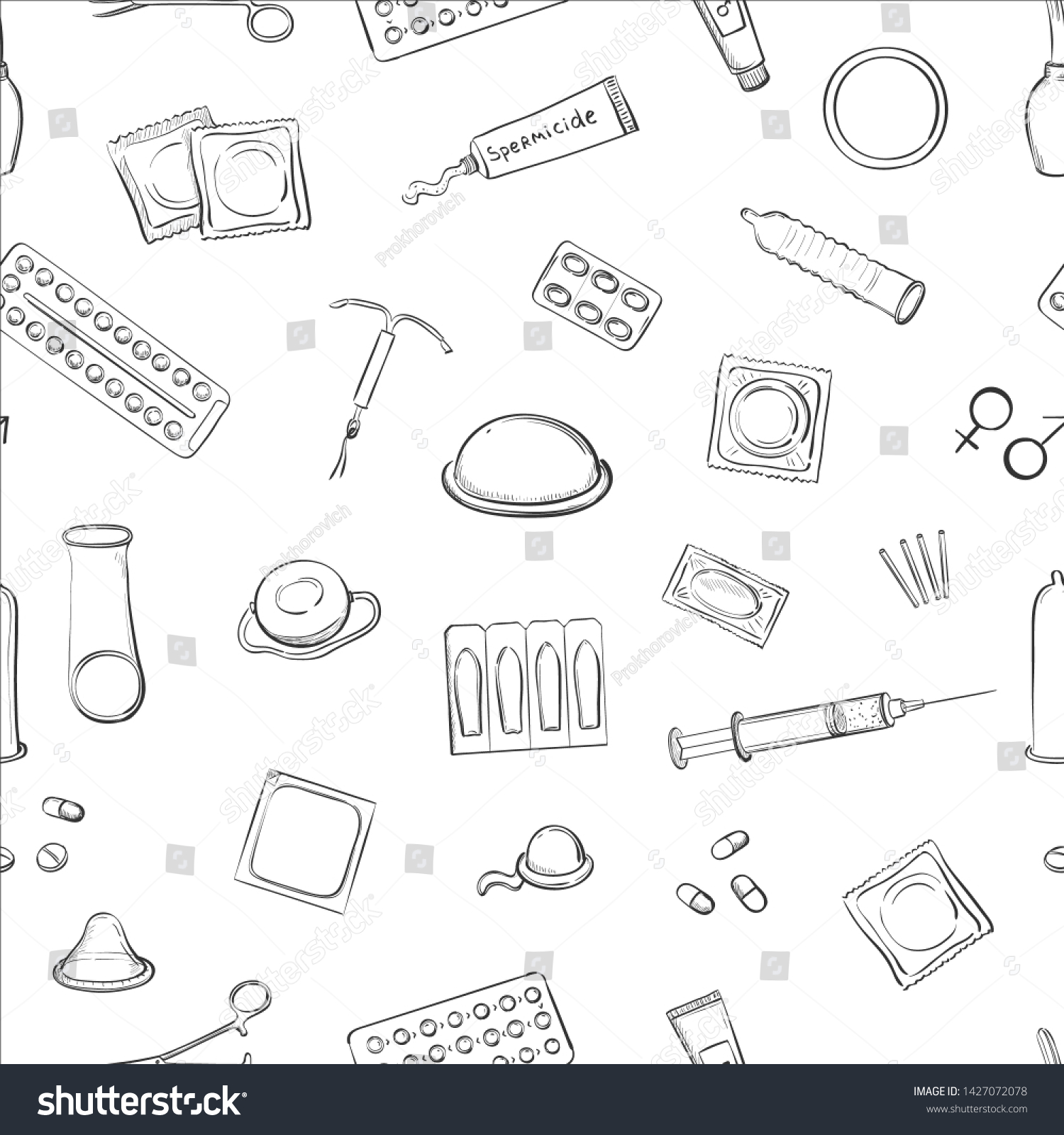 Vector Seamless Pattern Types Contraception Stock Vector (Royalty Free ...
