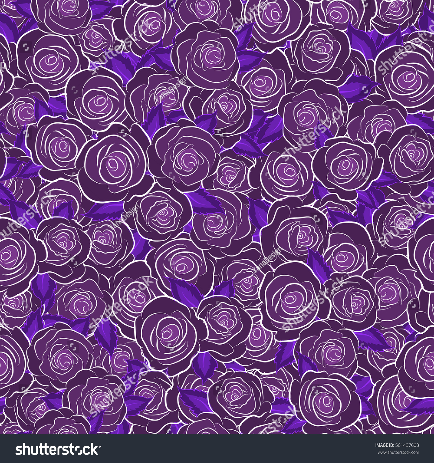 Vector Seamless Pattern Abstract Purple Roses Stock Vector 561437608 Shutterstock
