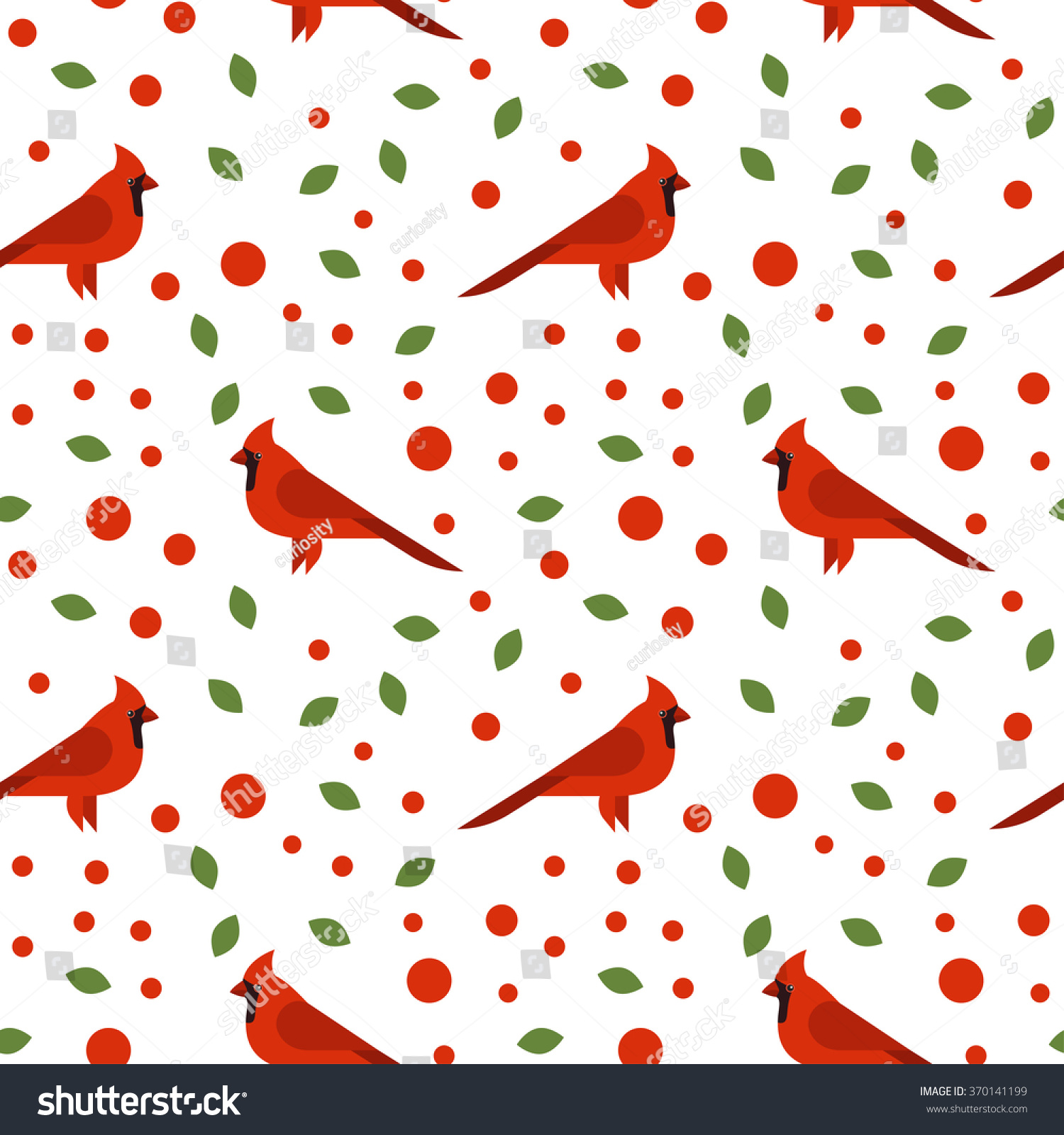 Vector Seamless Pattern Beautiful Cardinals Stock Vector (Royalty Free ...
