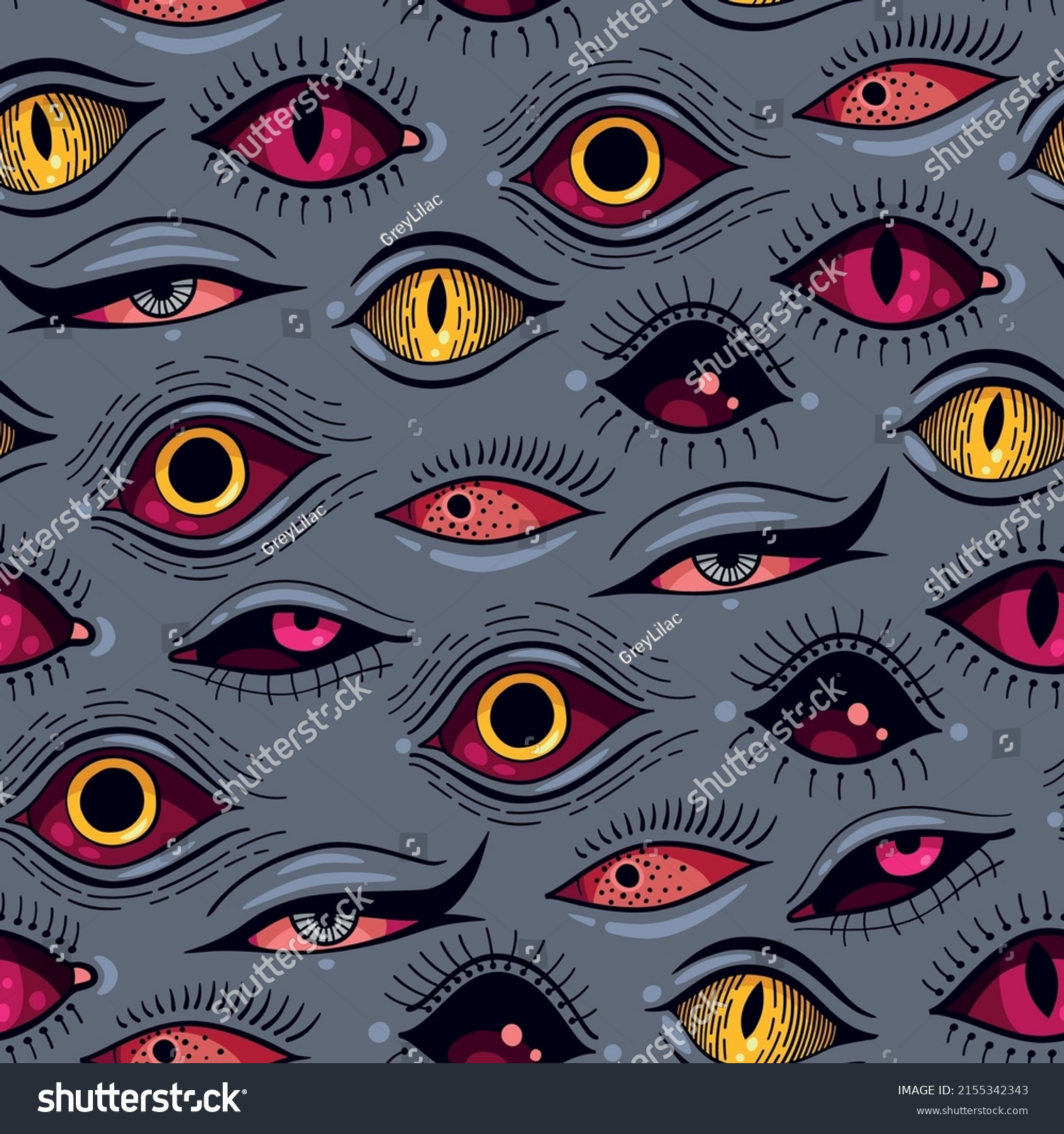 Vector Seamless Pattern Creepy Demon Eyes Stock Vector (Royalty Free ...