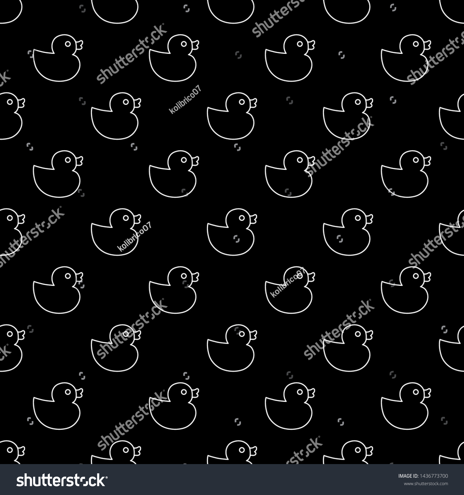 Vector Seamless Pattern Outline Rubber Duck: vector de stock (libre de ...