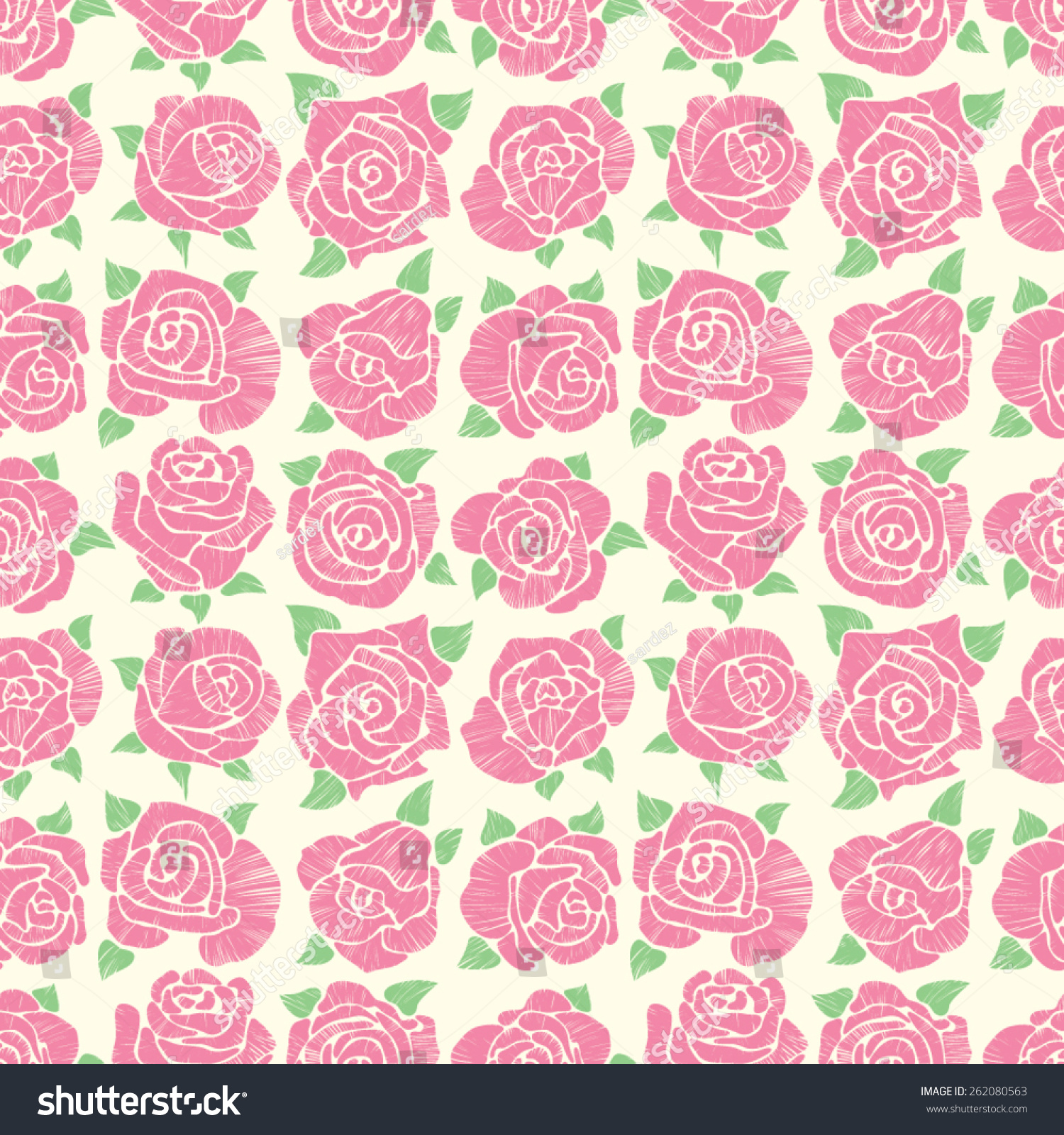 Vector Seamless Pattern Pink Roses Stock Vector (Royalty Free ...