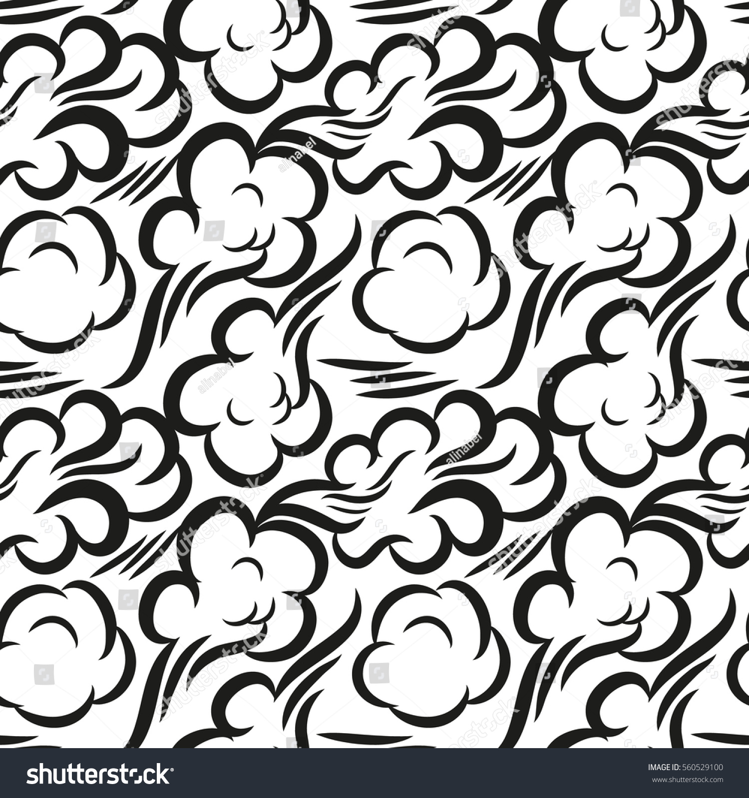 Vector Seamless Pattern Smoke Isoated On Stock Vector (Royalty Free ...