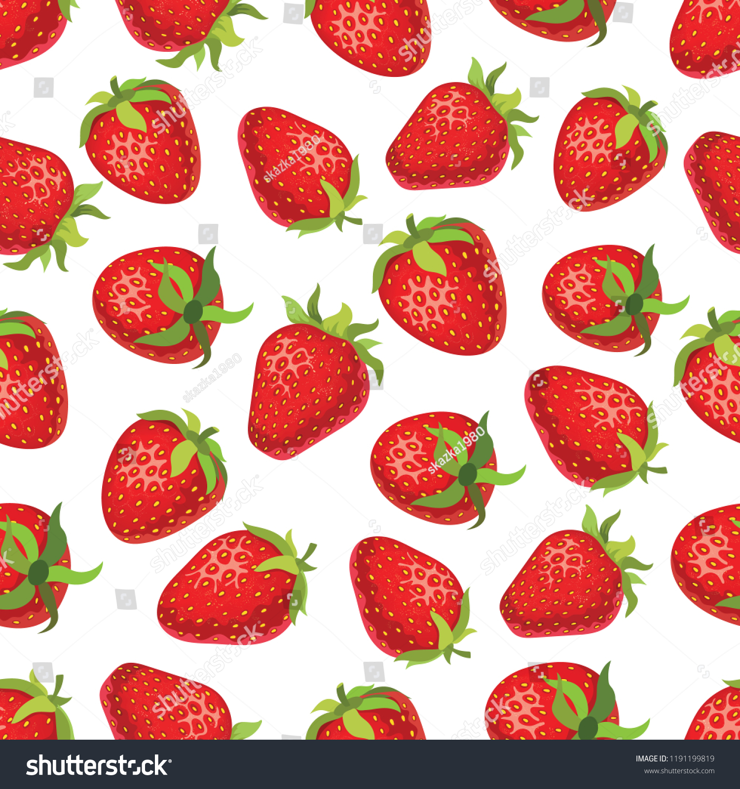 Vector Seamless Pattern Strawberries Graphic Drawing Stock Vector ...