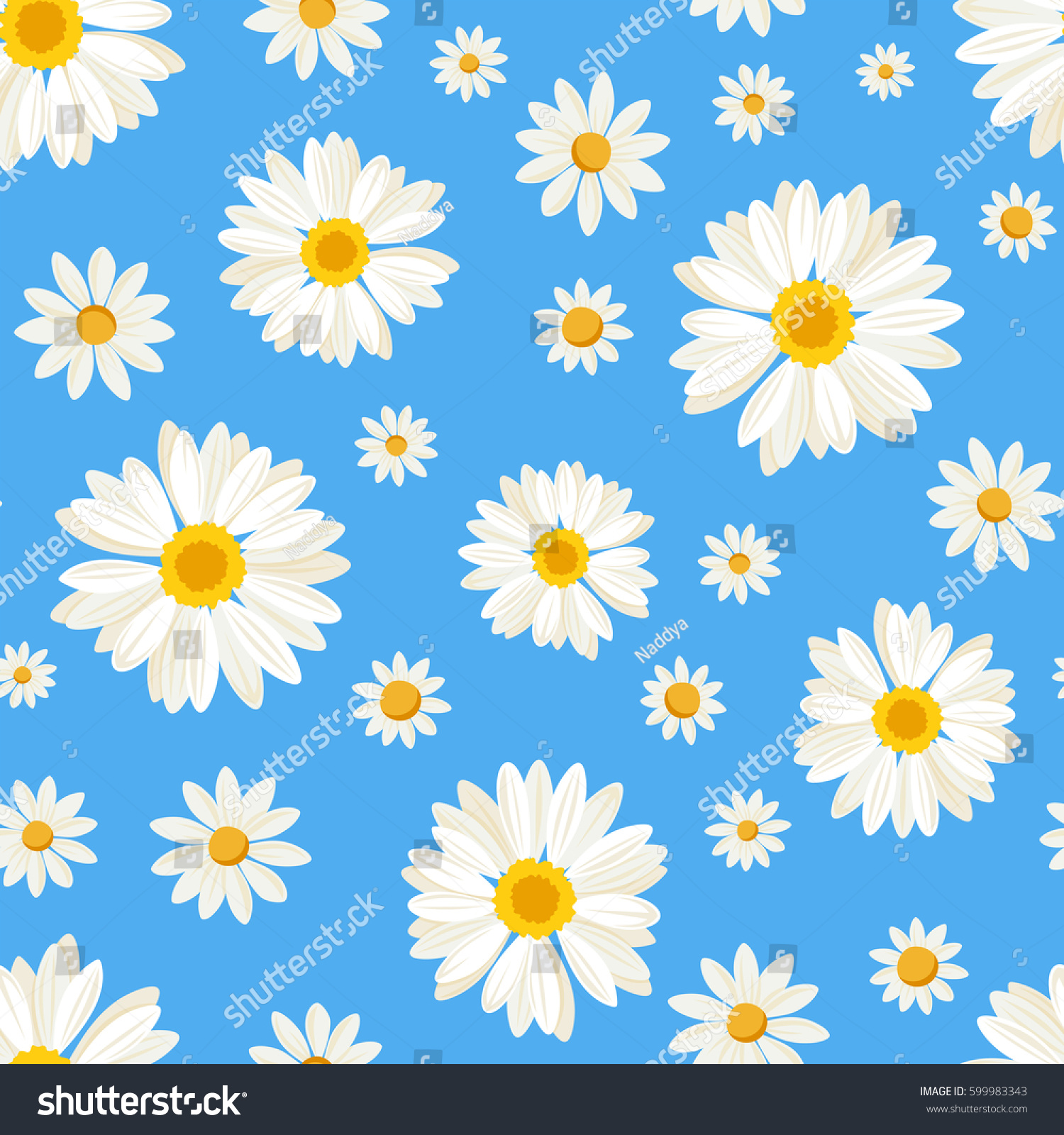 Vector Seamless Pattern White Daisy Flowers Stock Vector (Royalty Free ...