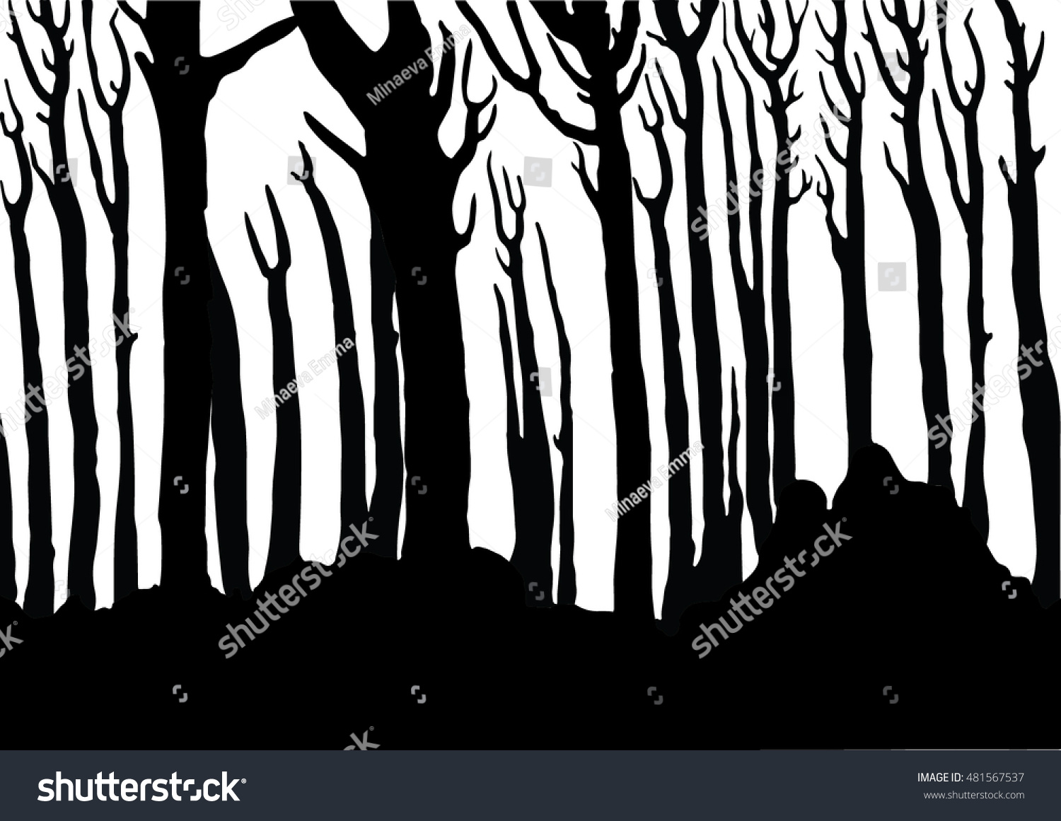 Vector Seamless Silhouettes Fabulous Tree Horizontal: vector de stock ...