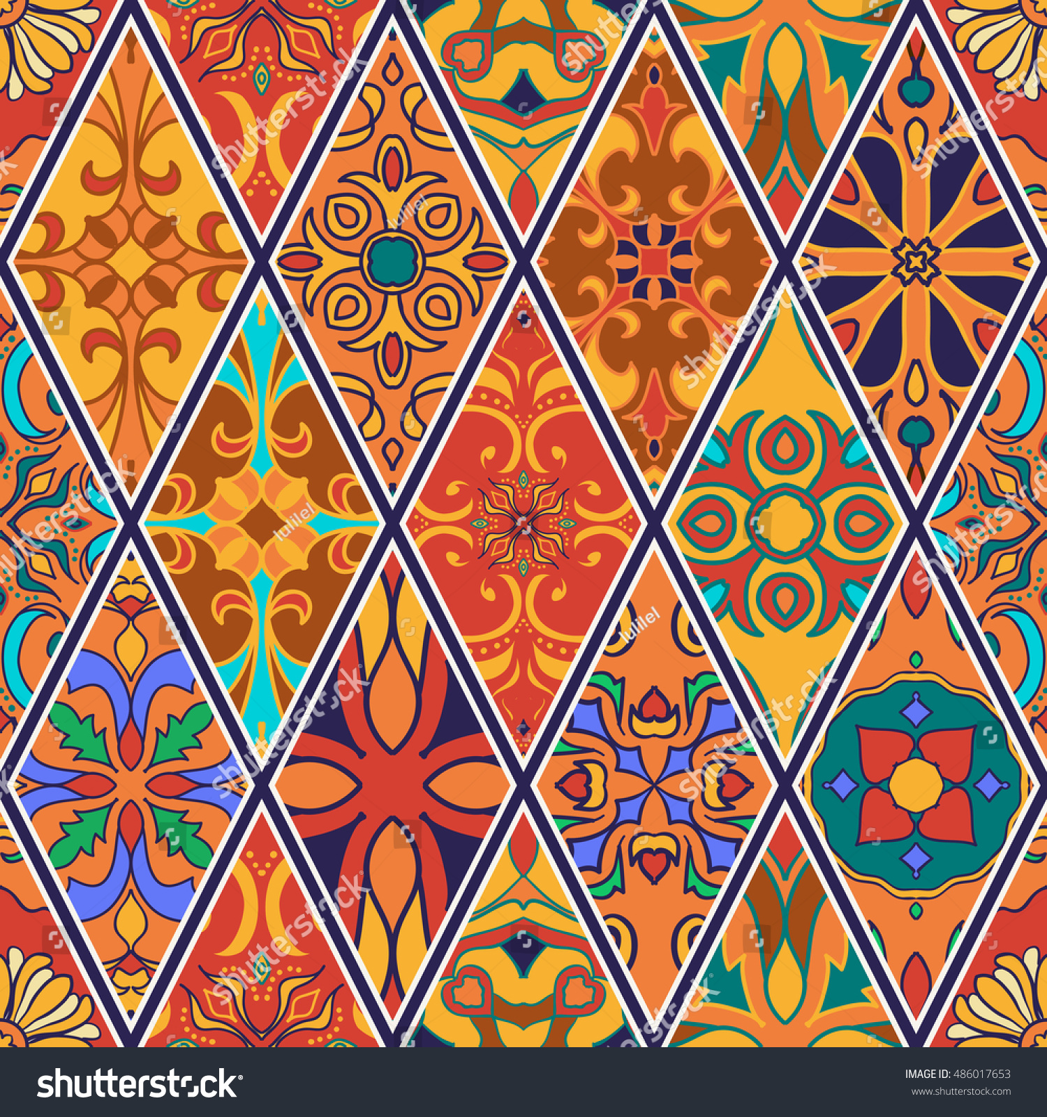 Vector Seamless Texture Beautiful Patchwork Pattern: vector de stock ...