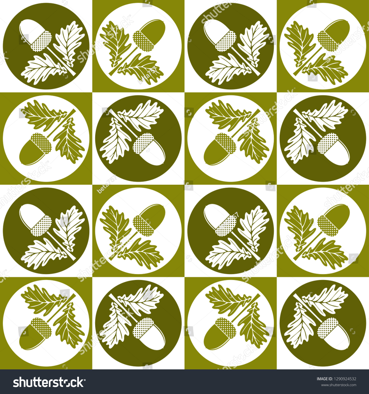 Vector Seamless Texture Acorn Leaves Pattern Stock Vector (Royalty Free ...
