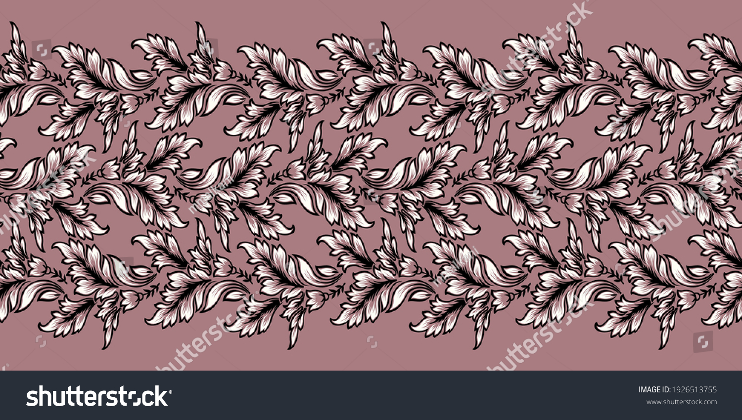 Vector Seamless Tribal Leaves Border Design Stock Vector (Royalty Free ...