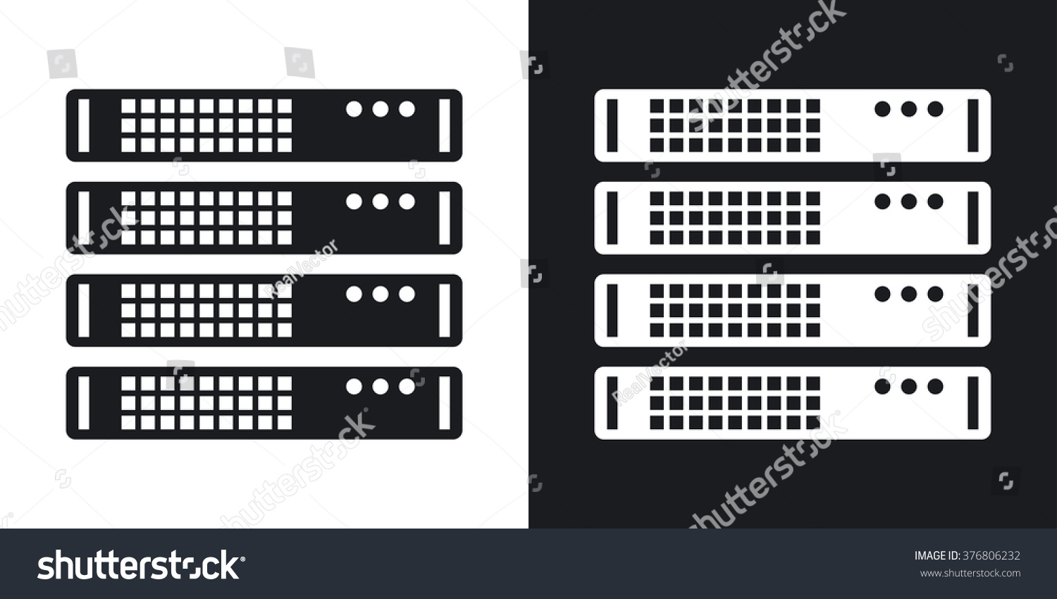 Vector Server Rack Icon. Two-Tone Version On Black And White Background ...
