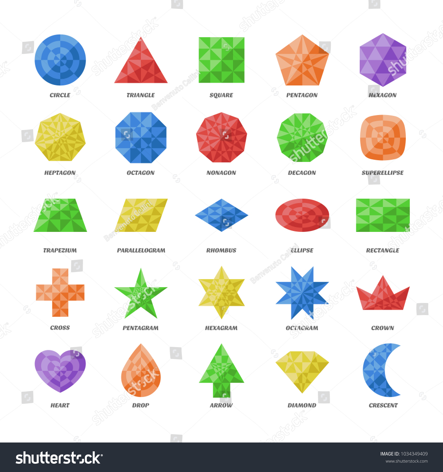 Vector Set Basic Geometric Diamond Shapes: เวกเตอร์สต็อก (ปลอดค่า ...