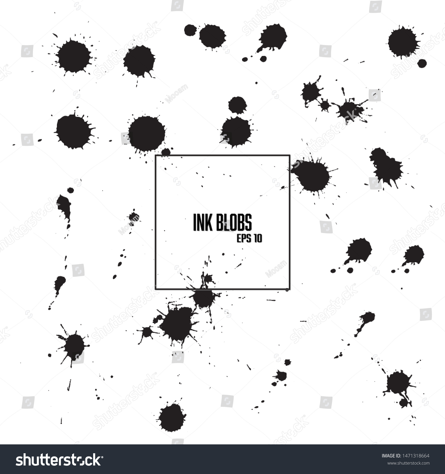 Vector Set Black Ink Blobs Stains Stock Vector (Royalty Free ...