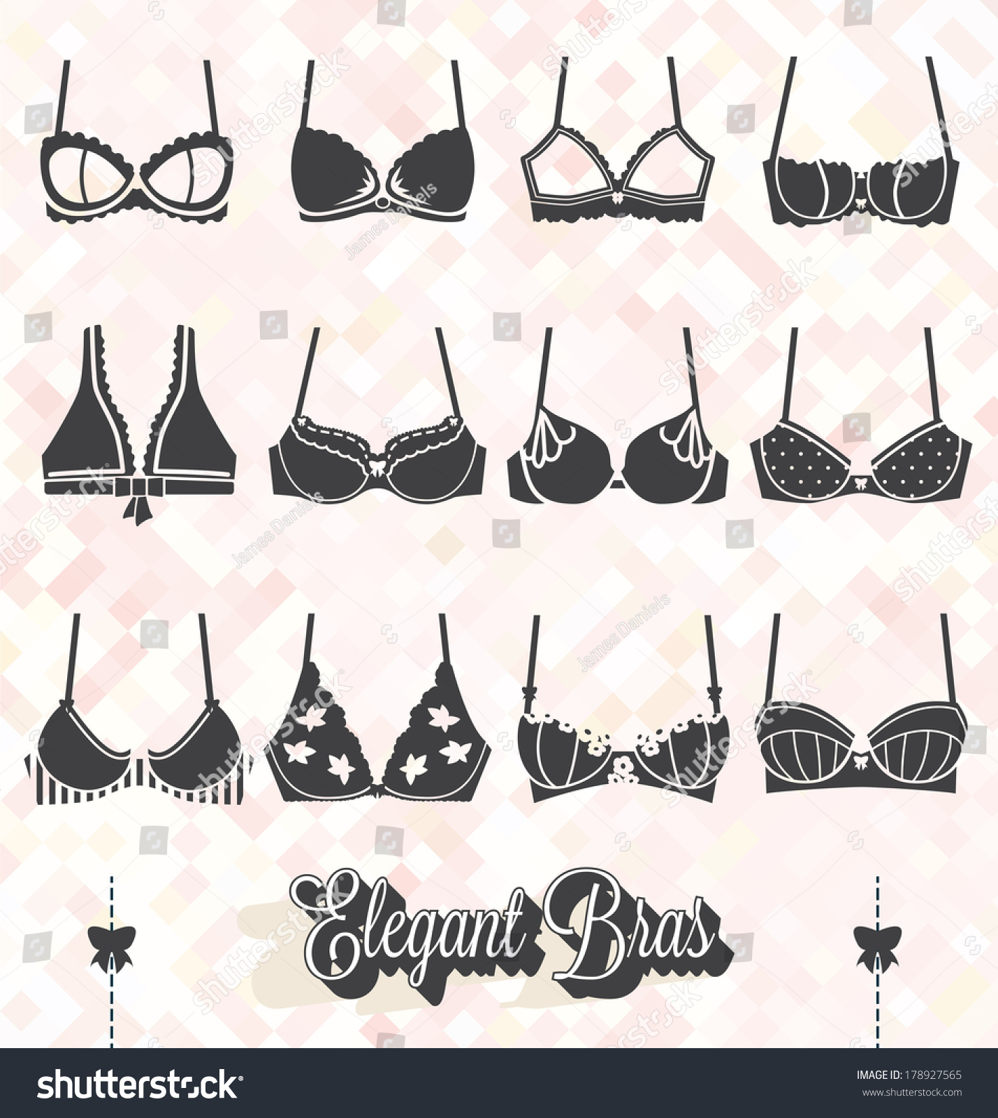 Conjunto de vectores: Silhouettes de Bra: vector de stock (libre de ...
