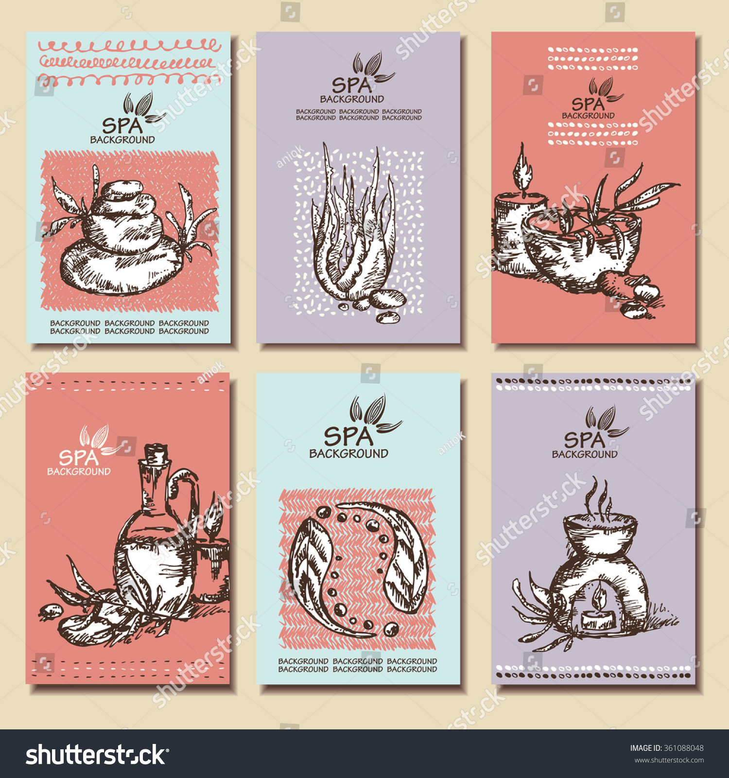Vector Set Cards Spa Backgrounds Hand Stock Vector (Royalty Free) 361088048