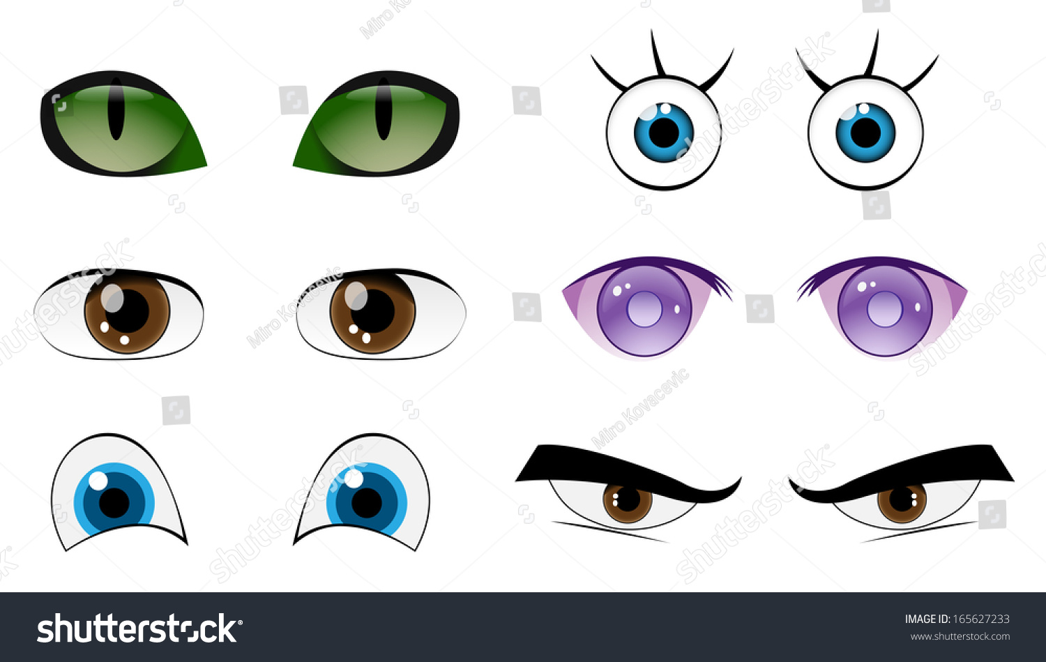 Vector Set Cartoon Eyes Your Characters Stock Vector (Royalty Free ...