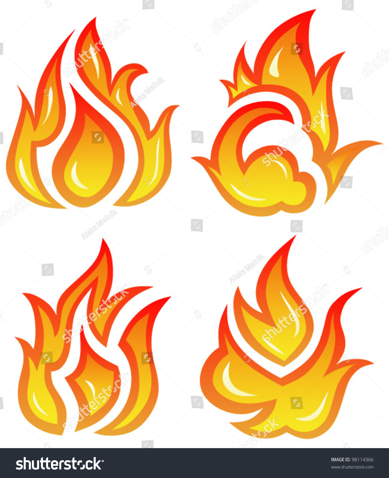 Vector Set Fire Flames Collage Stock Vector (Royalty Free) 98114366