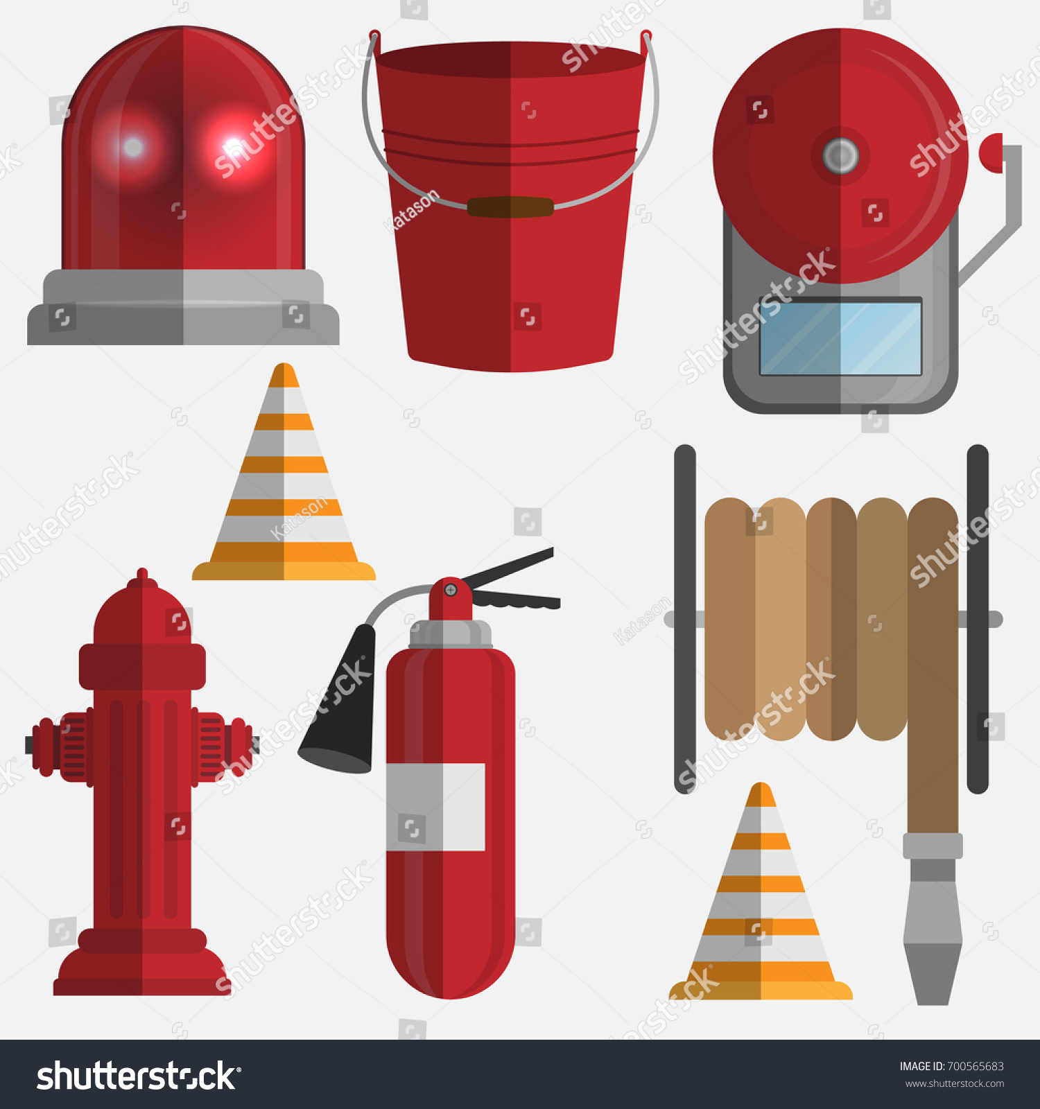 Vector Set Firefighter Fire Safety Icons: vector de stock (libre de ...