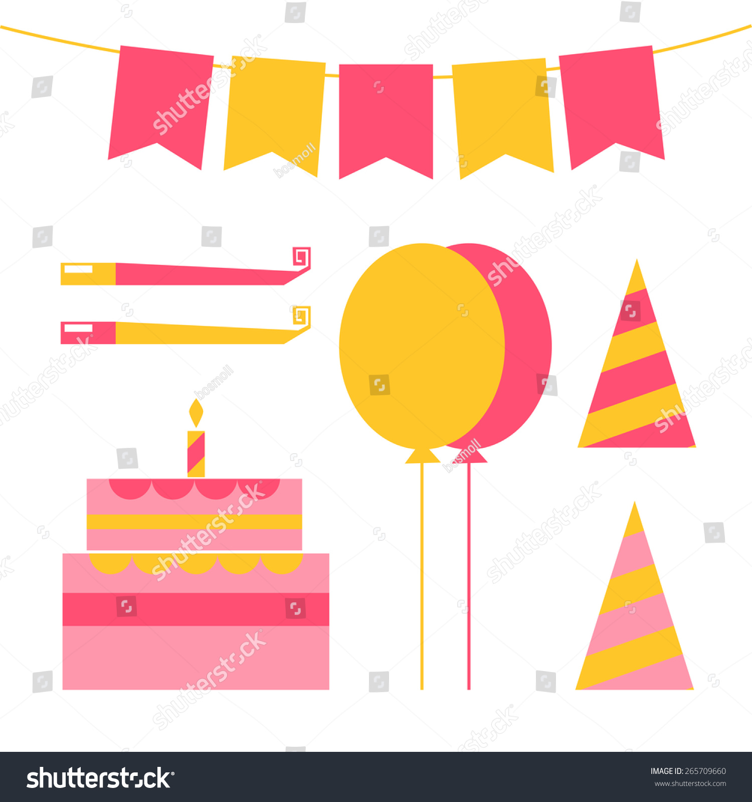 Vector Set Birthday Happy Birthday Vector Stock Vector (Royalty Free ...