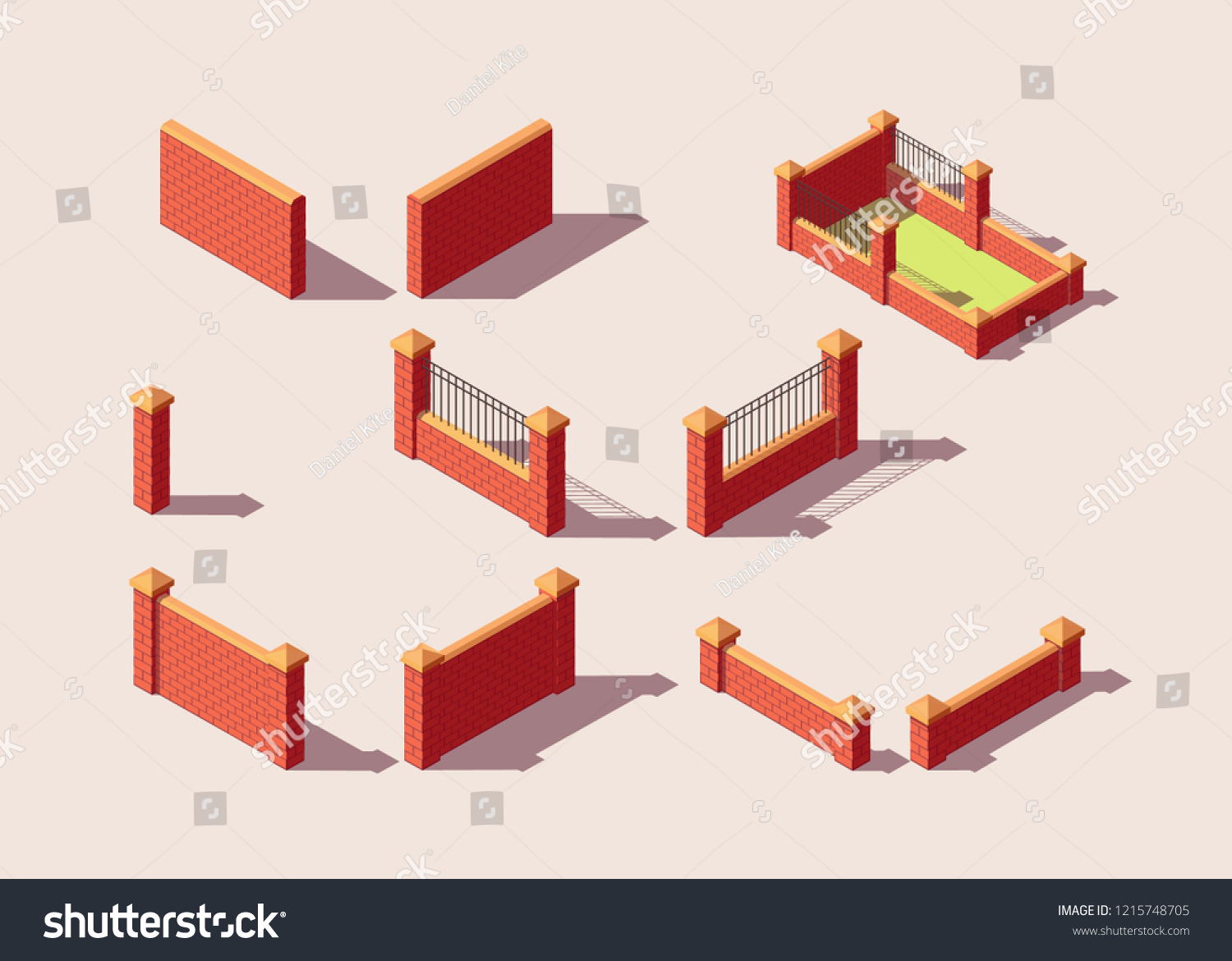 Vector Set Three Type Isometric Fence Stock Vector (Royalty Free ...