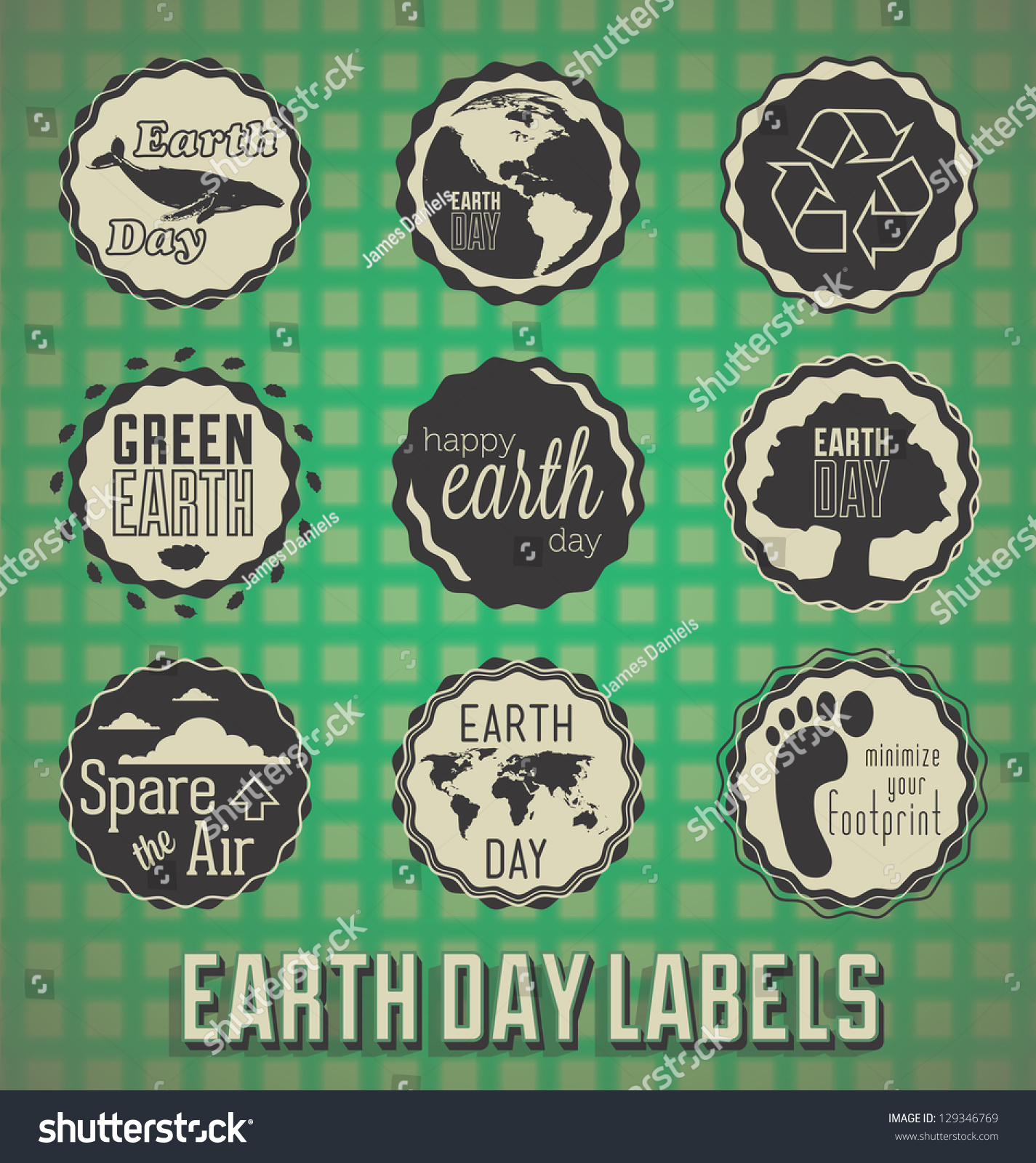 Vector Set Happy Earth Day Labels Stock Vector (Royalty Free) 129346769 ...