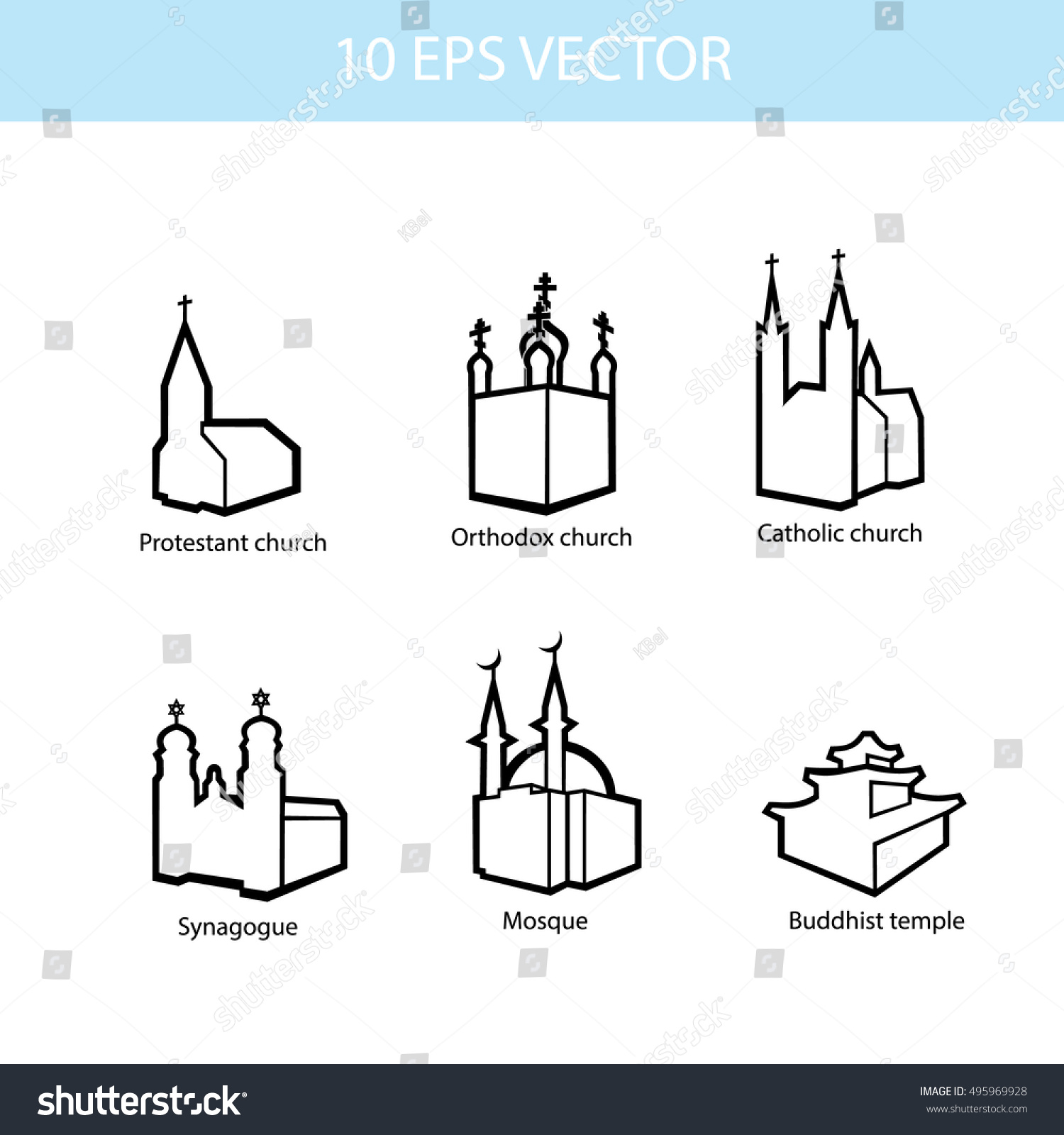 Vector Set Illustration Temples Stock Vector (Royalty Free) 495969928 ...