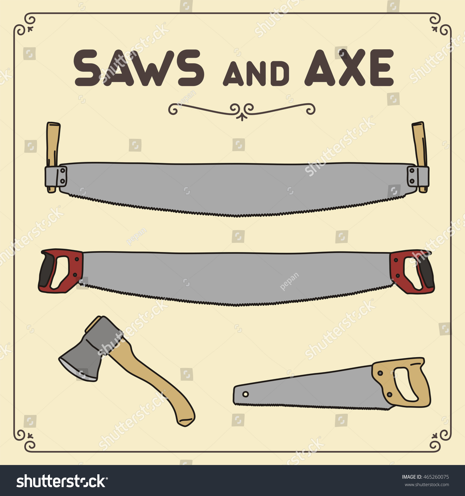 Vector Set Isolated Hand Twoman Saws Stock Vector (Royalty Free ...