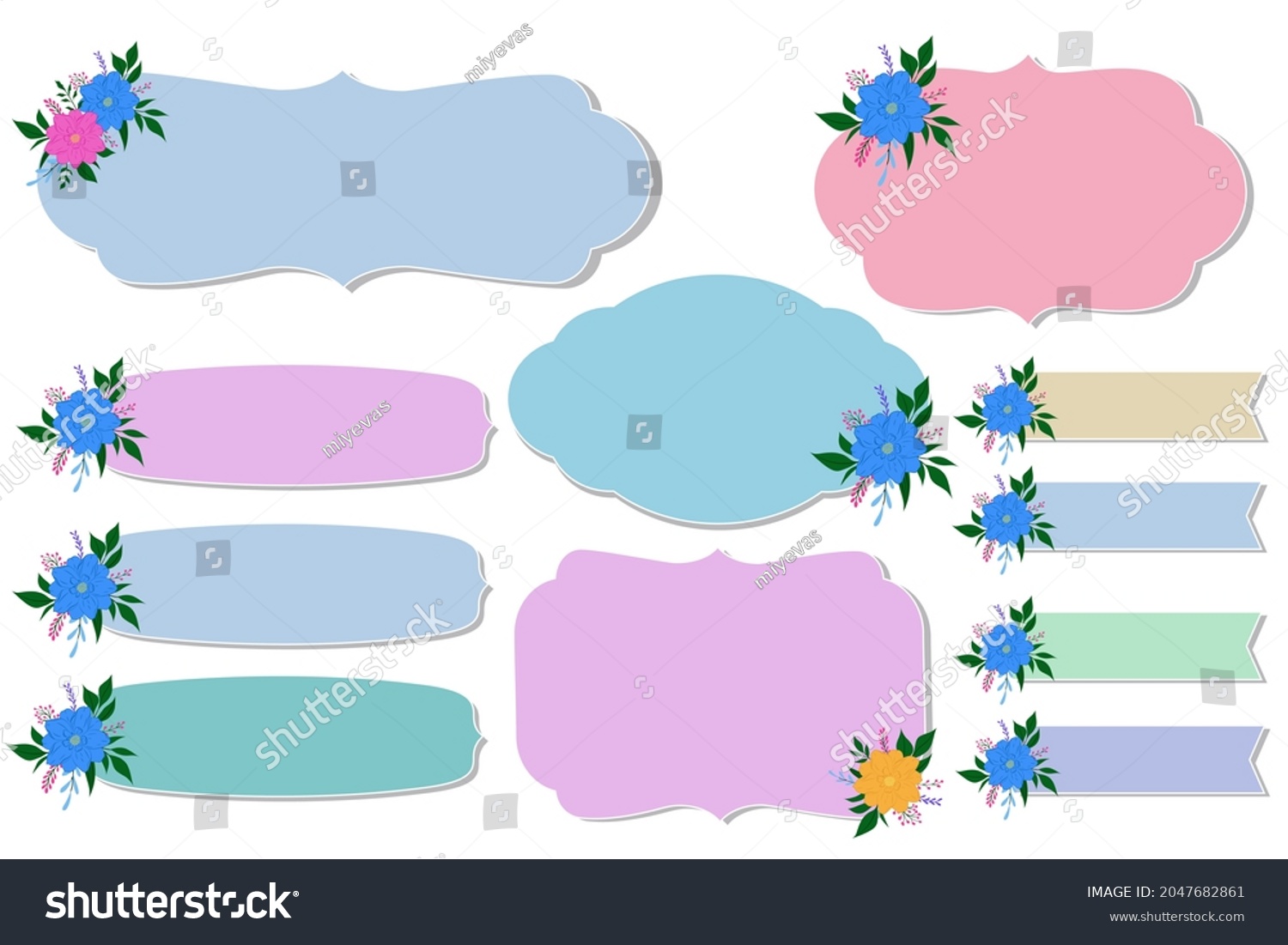 Vector Set Labels Frame Flowers Stock Vector (Royalty Free) 2047682861 ...