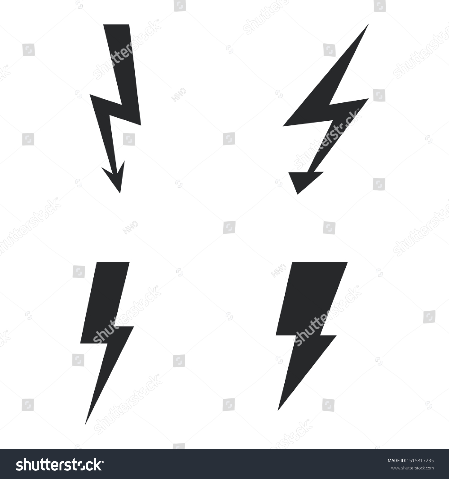 Vector Set Lightning Bolt Thunderbolt Lightning Stock Vector (Royalty ...