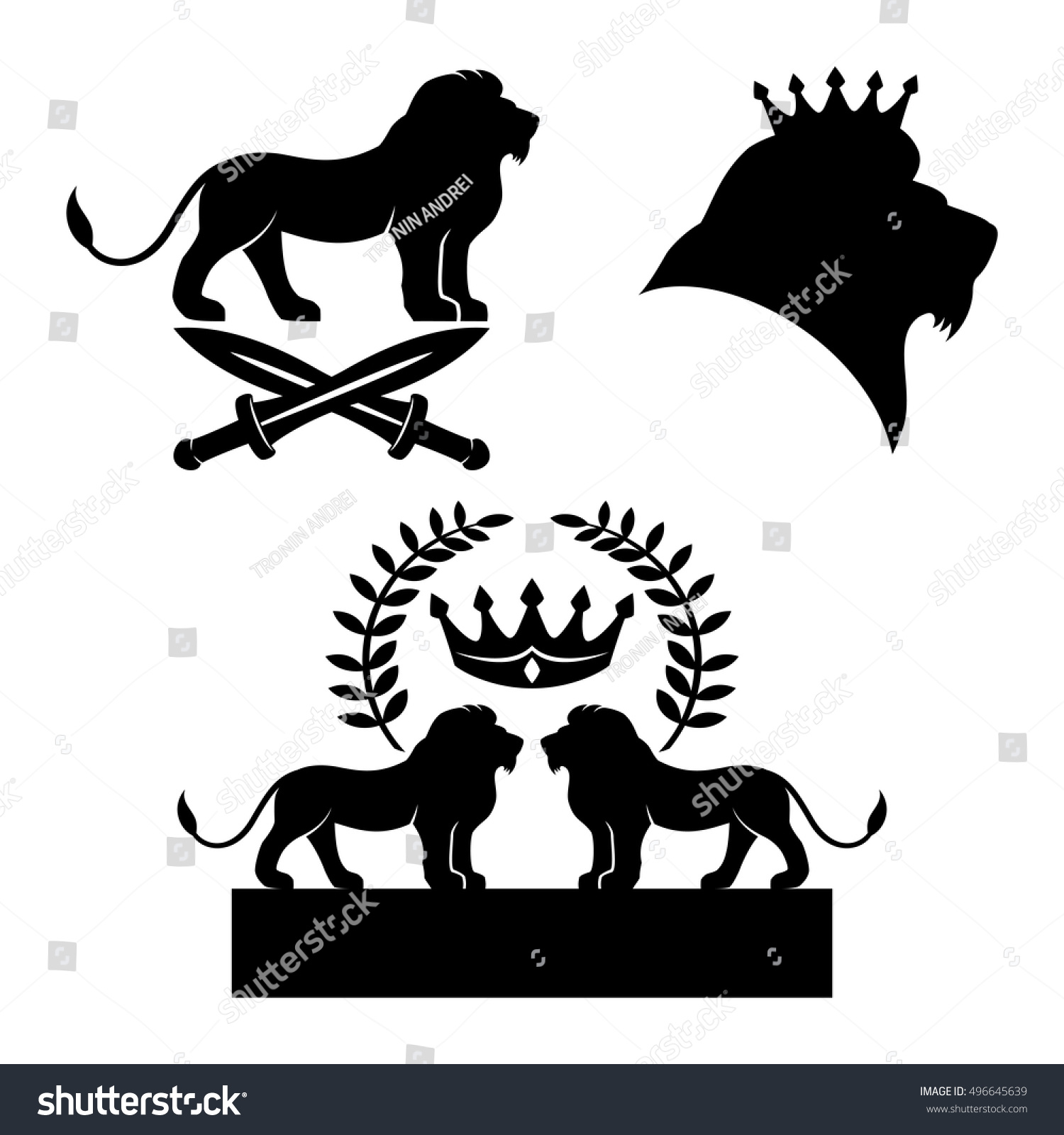 Vector Set Lion Signs Stock Vector (Royalty Free) 496645639 | Shutterstock