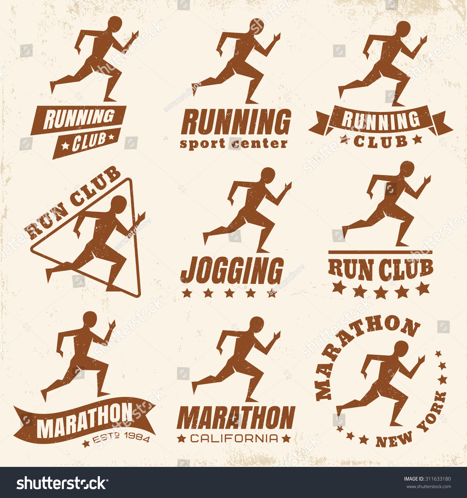 Vector Set Logos Running Club Stock Vector (Royalty Free) 311633180 ...
