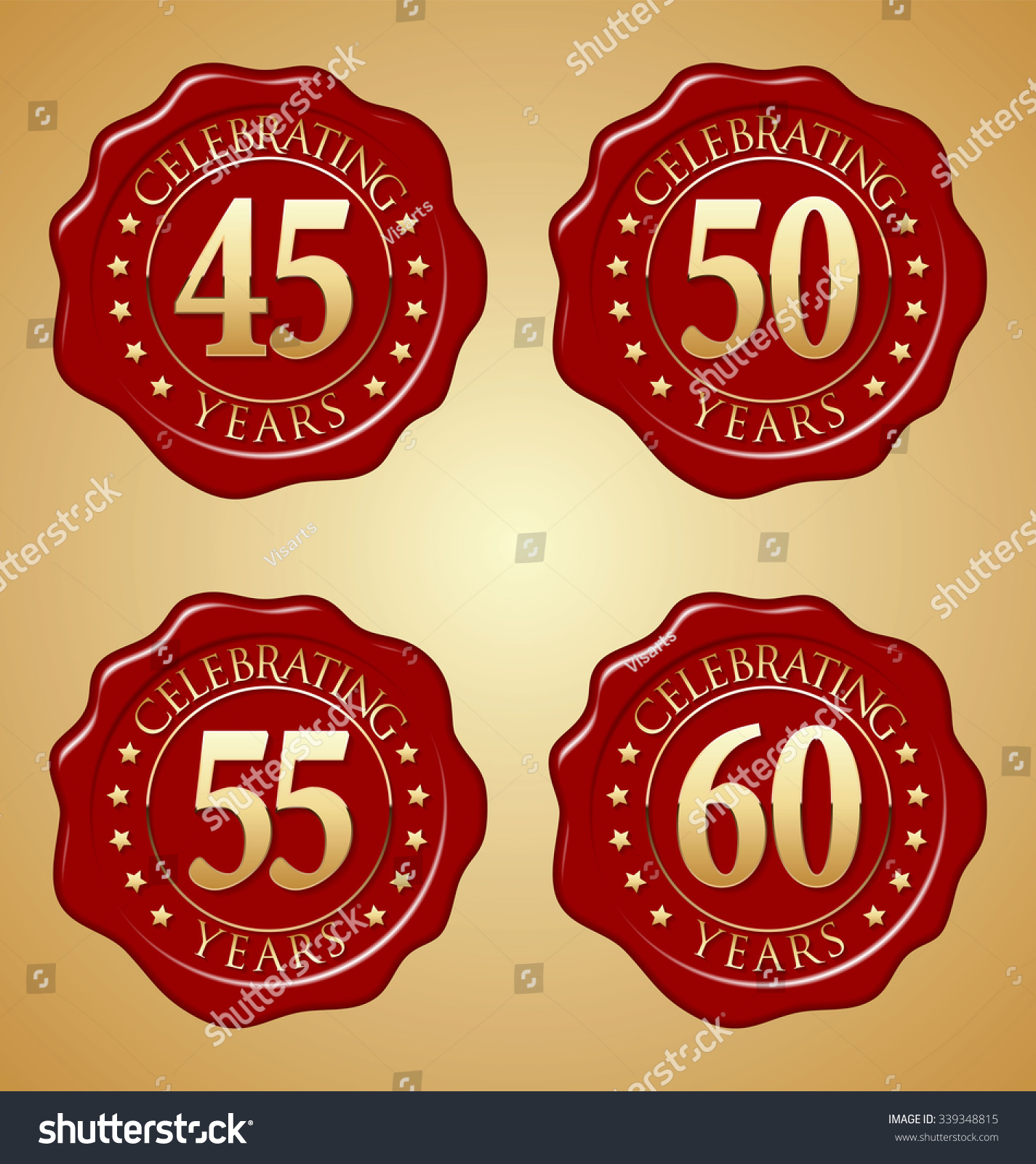 Vector Set Anniversary Red Wax Seal: vector de stock (libre de regalías ... Vector Set Anniversary Red Wax Seal: vector de stock (libre de regalías ...