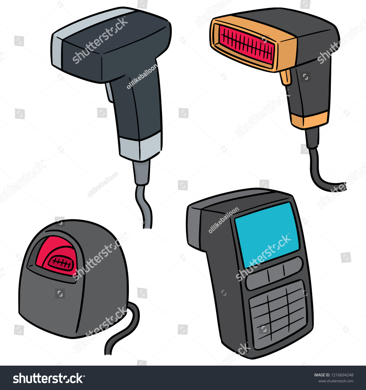 Vector Set Barcode Reader Stock Vector (Royalty Free) 1216694248