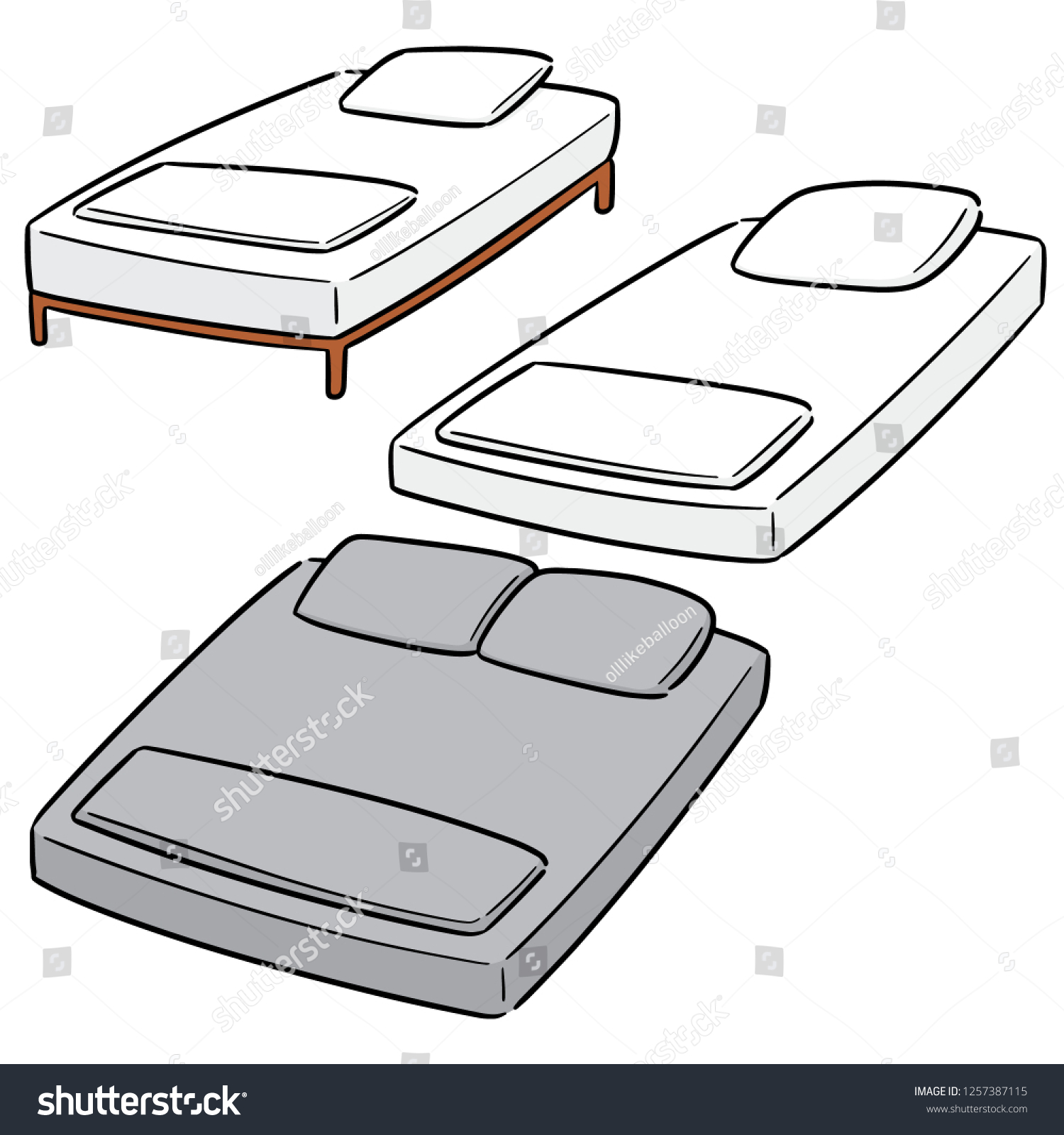 Vector Set Bed Stock Vector (Royalty Free) 1257387115