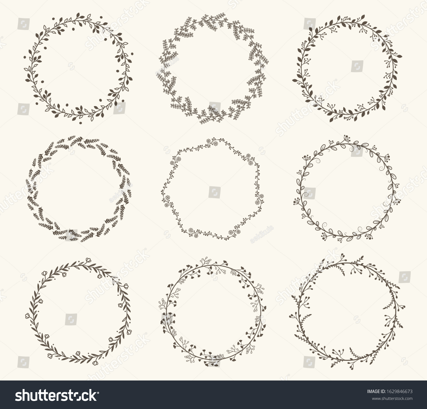 Vector Set Border Circle Frame: vector de stock (libre de regalías ...