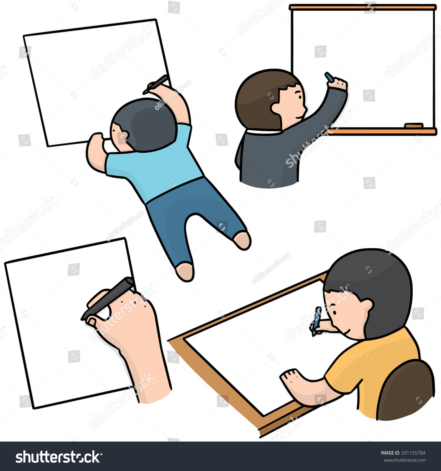 Vector Set Boy Drawing Stock Vector (Royalty Free) 331155704 | Shutterstock