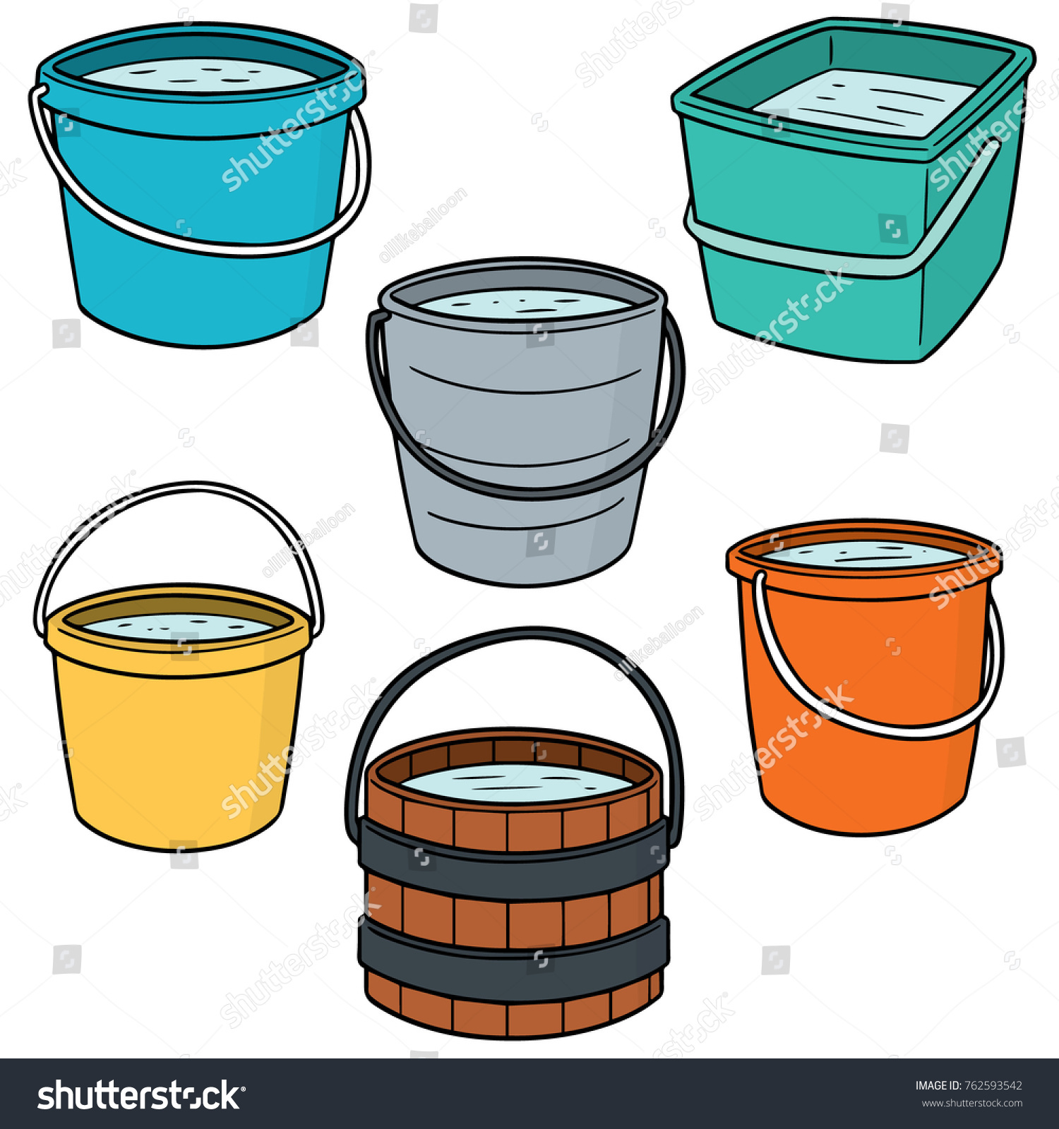Vector Set Buckets Stock Vector (Royalty Free) 762593542 | Shutterstock