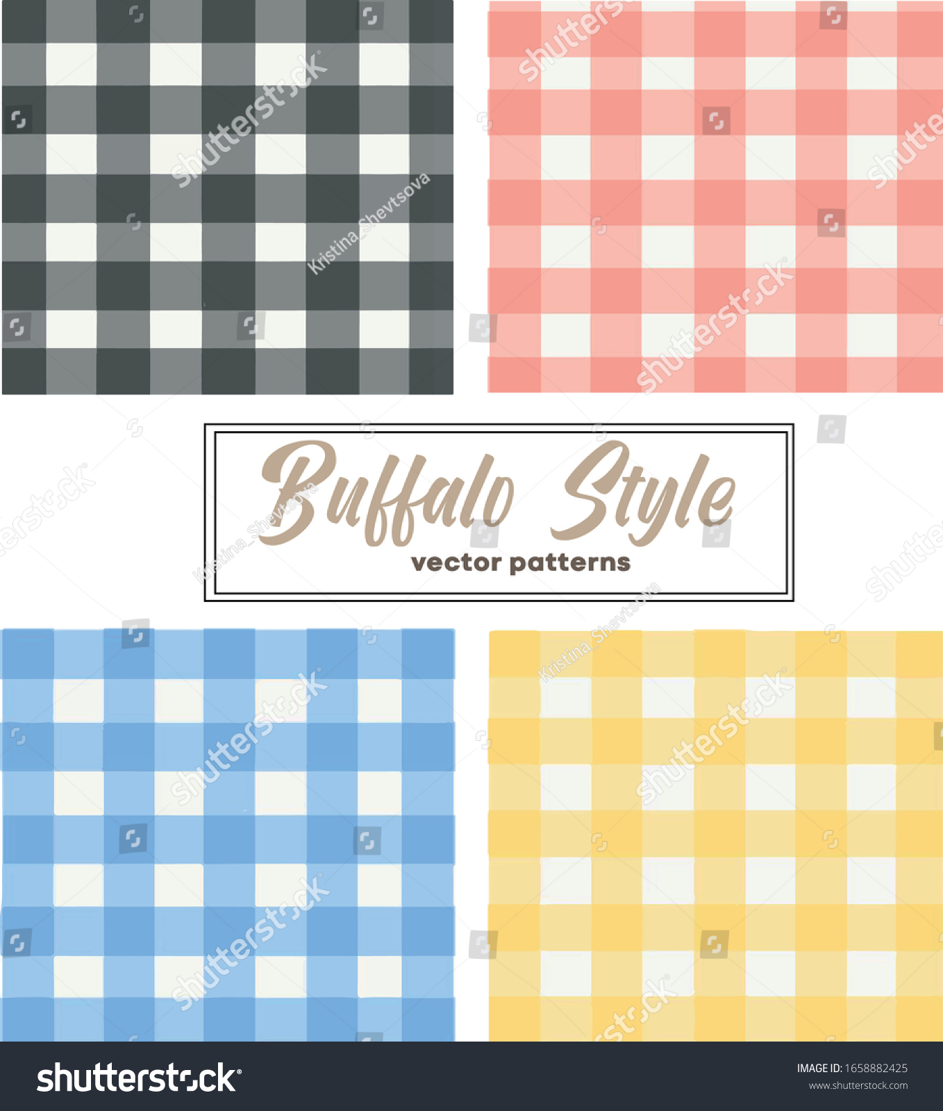 Vector Set Buffalo Check Patterns Stock Vector (Royalty Free ...