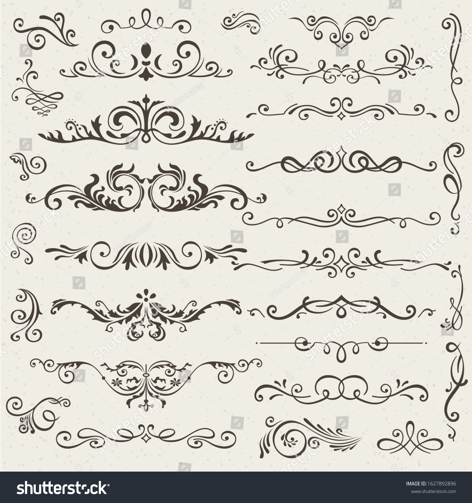 Vector Set Calligraphic Design Elements Stock Vector (Royalty Free ...