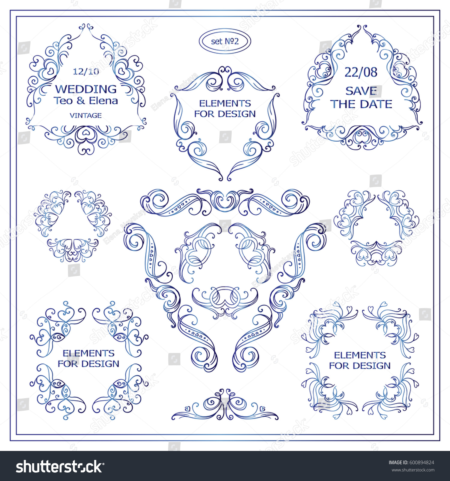 Vector Set Calligraphic Elements Design Triangle: vector de stock ...