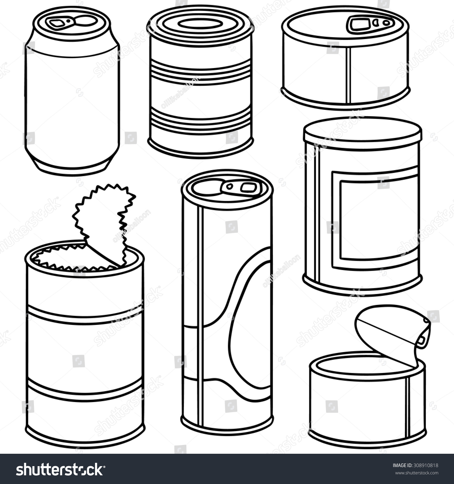 Vector Set Can Stock Vector (Royalty Free) 308910818
